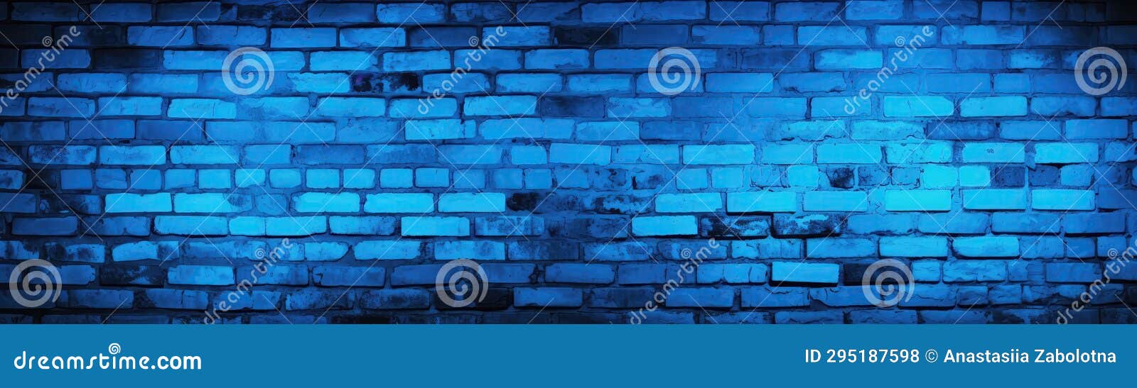 Brick Wall in Hyper Blue Neon Colors Panoramic Banner Stock ...