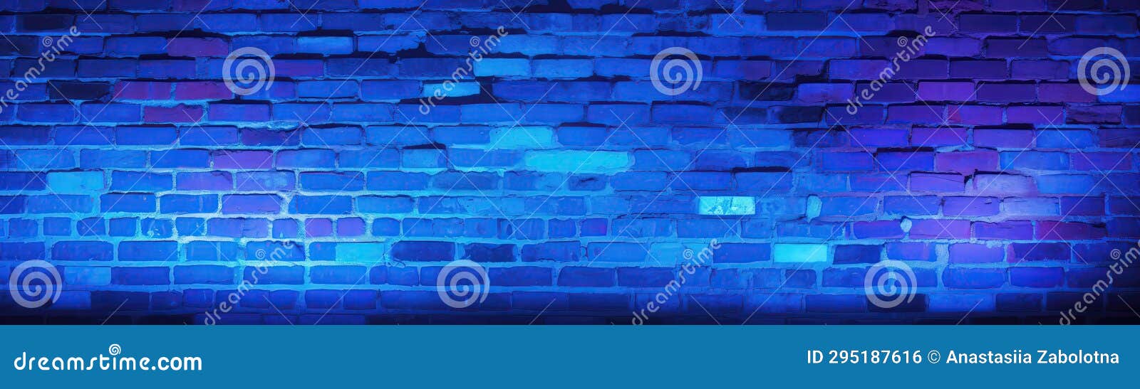 Brick Wall in Hyper Blue Neon Colors Panoramic Banner Stock ...