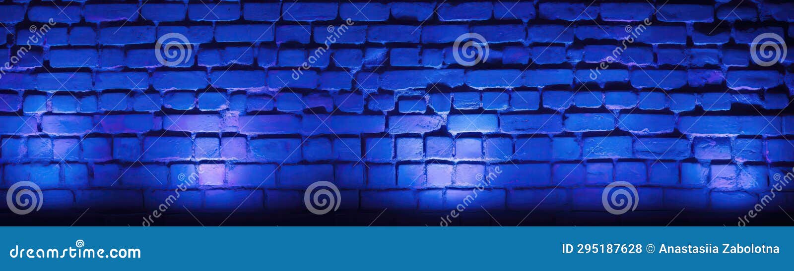 Brick Wall in Hyper Blue Neon Colors Panoramic Banner Stock ...