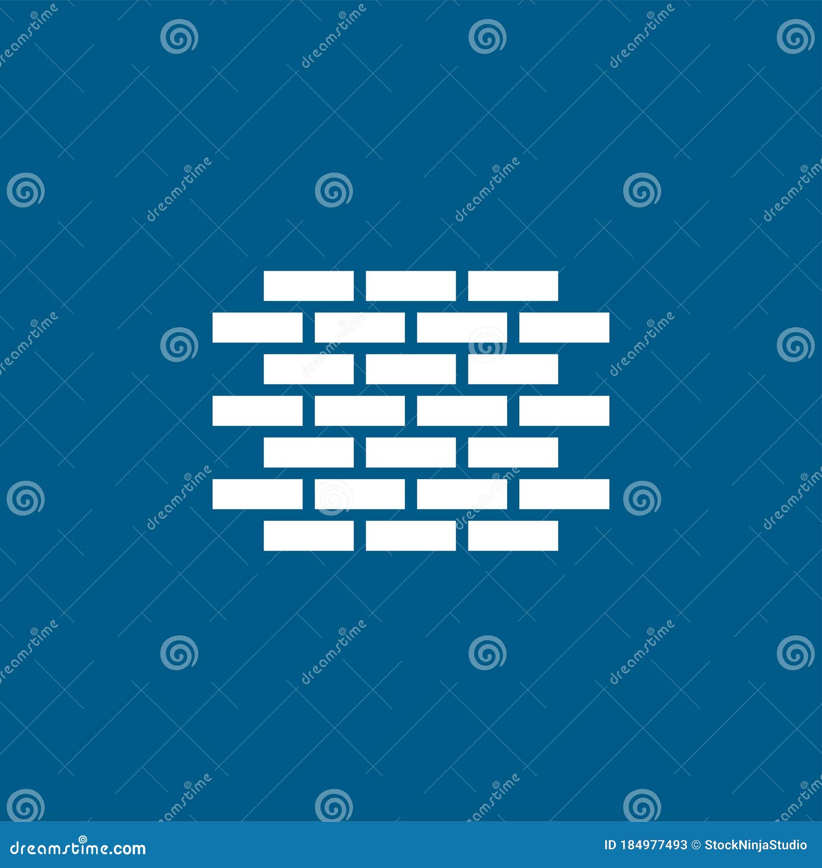Brick Wall Icon on Blue Background. Blue Flat Style Vector Illustration ...