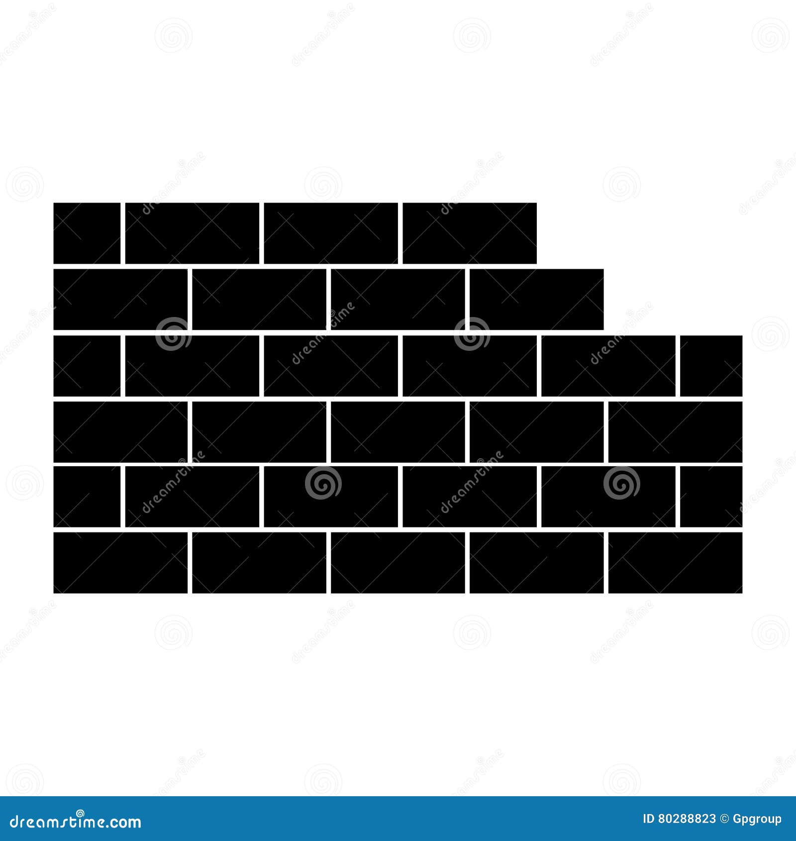 Brick wall icon image stock vector. Illustration of flat - 80288823