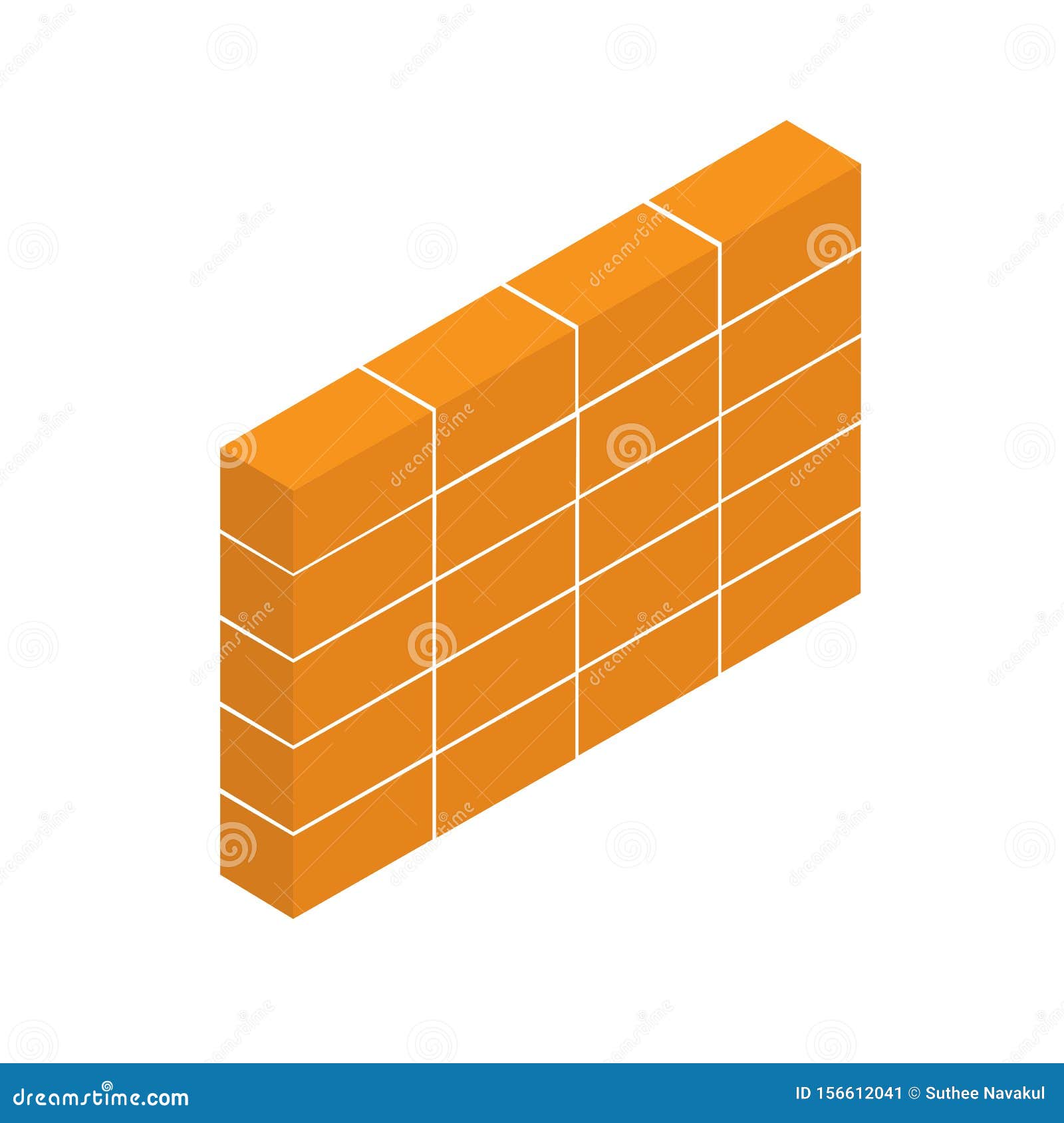 Brick Wall Icon on White Background. Flat Style. Construction Bricks ...