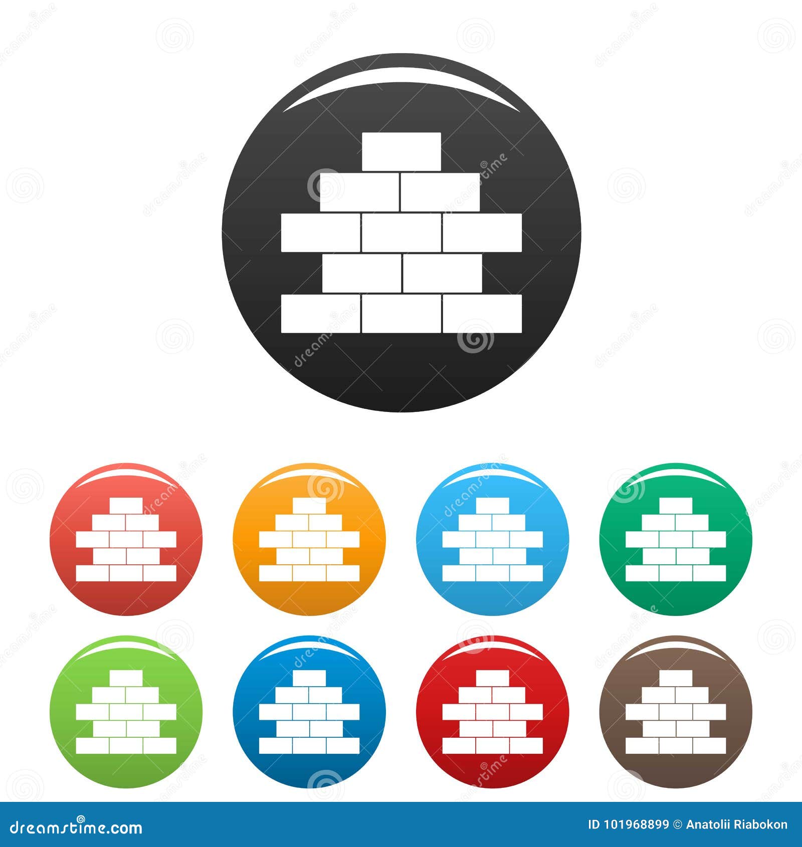 Brick Wall Icons Set Vector Stock Vector - Illustration of fortress, black: 101968899