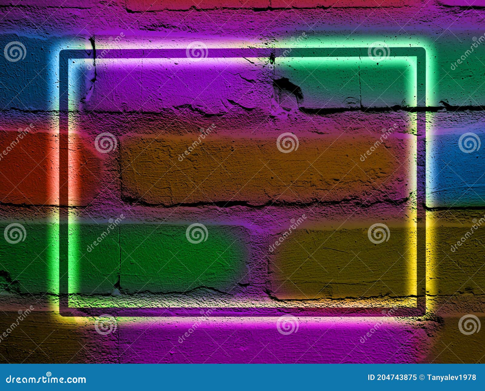 Brick Wall Illuminated Fragmen Modern Design Neon Material Disco ...