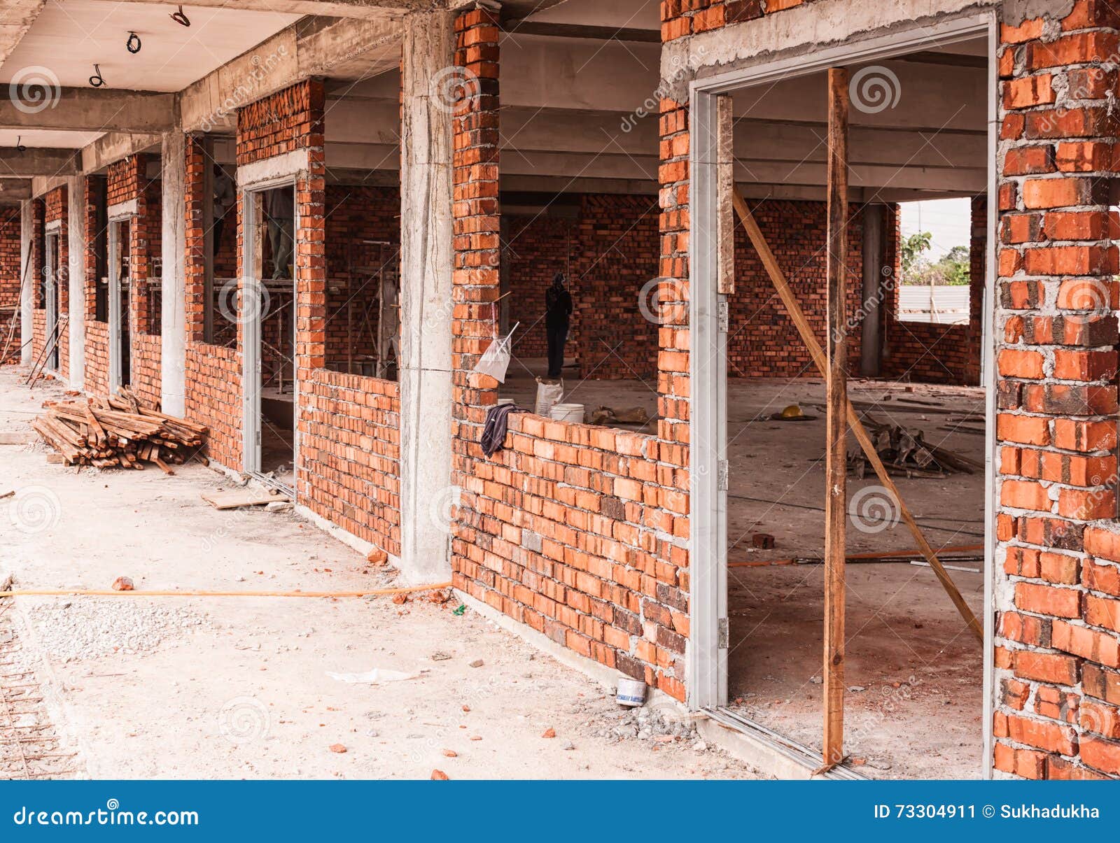 Brick wall Incomplete stock image. Image of architecture - 73304911