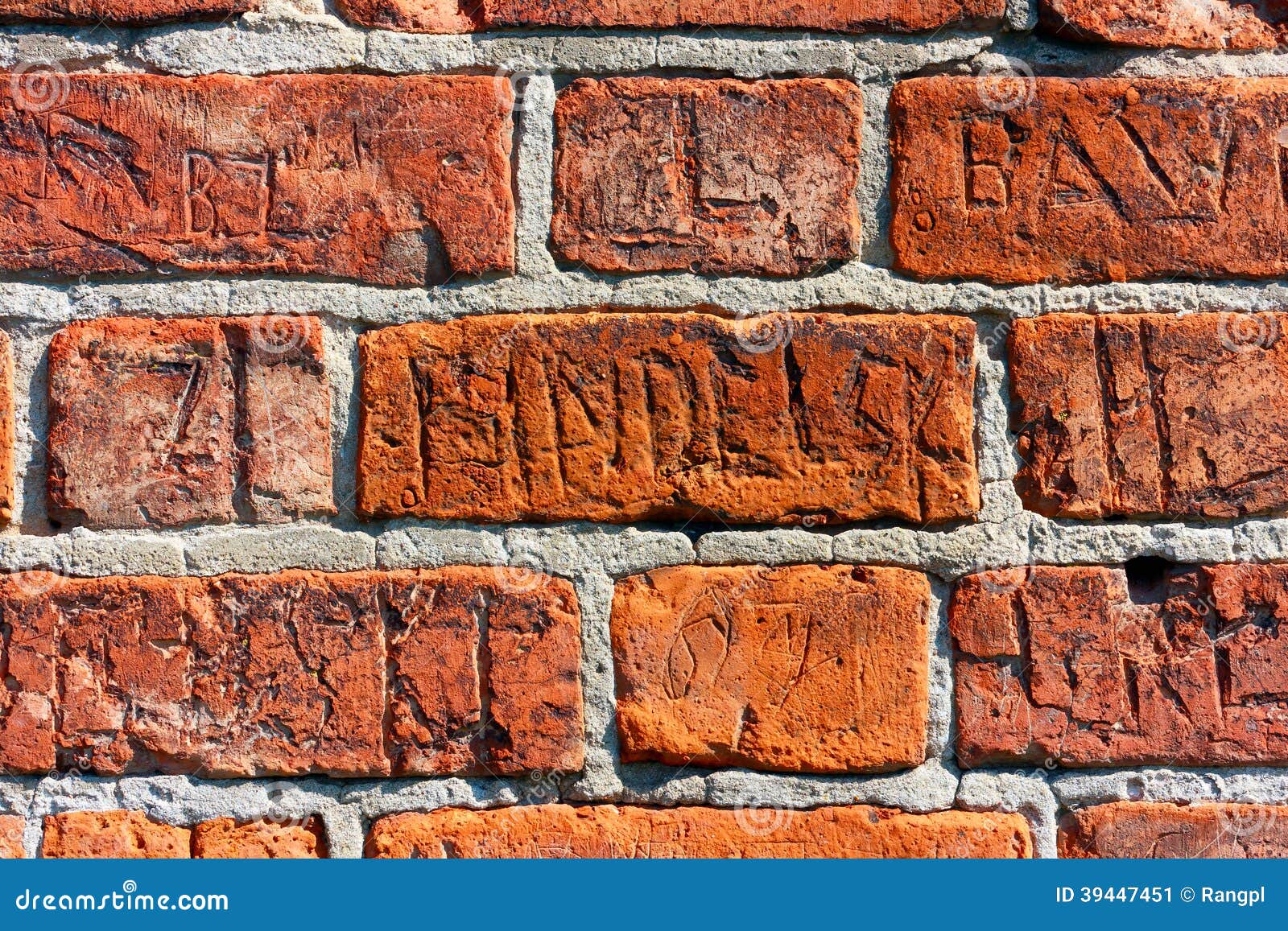 Brick Wall Inscriptions Background Stock Image - Image of bricks ...