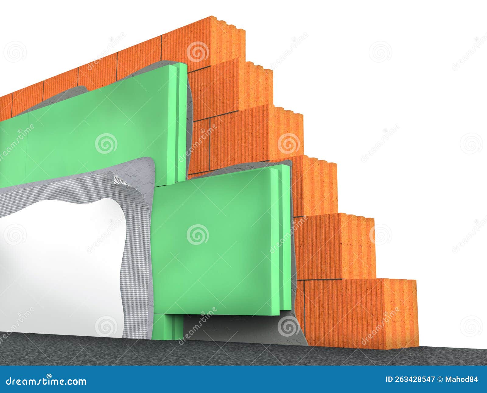 Brick Wall Insulated with Styrodur with Mesh Stock Image - Image of ...