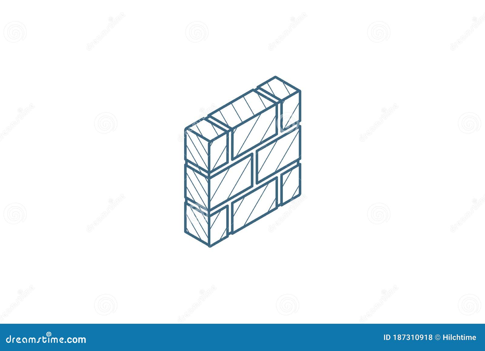 Brick Wall Isometric Icon. 3d Line Art Technical Drawing. Editable ...