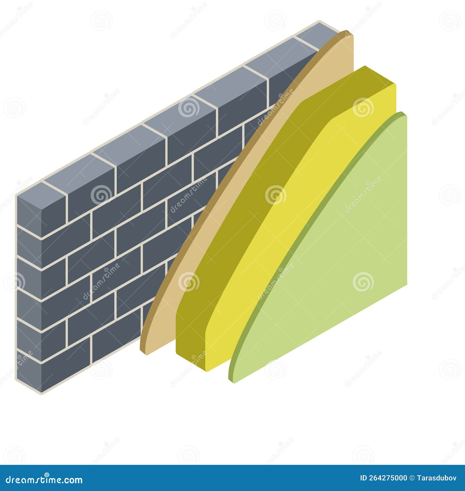 Brick Wall in Isometry with Layers of Plaster Stock Vector ...