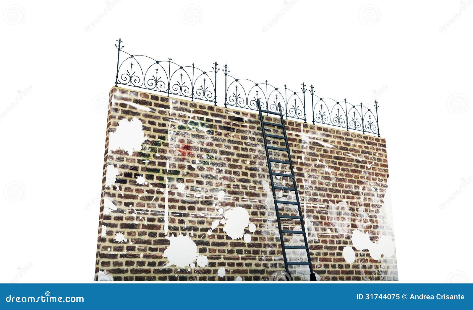 Brick wall with ladder stock illustration. Illustration of dirty - 31744075