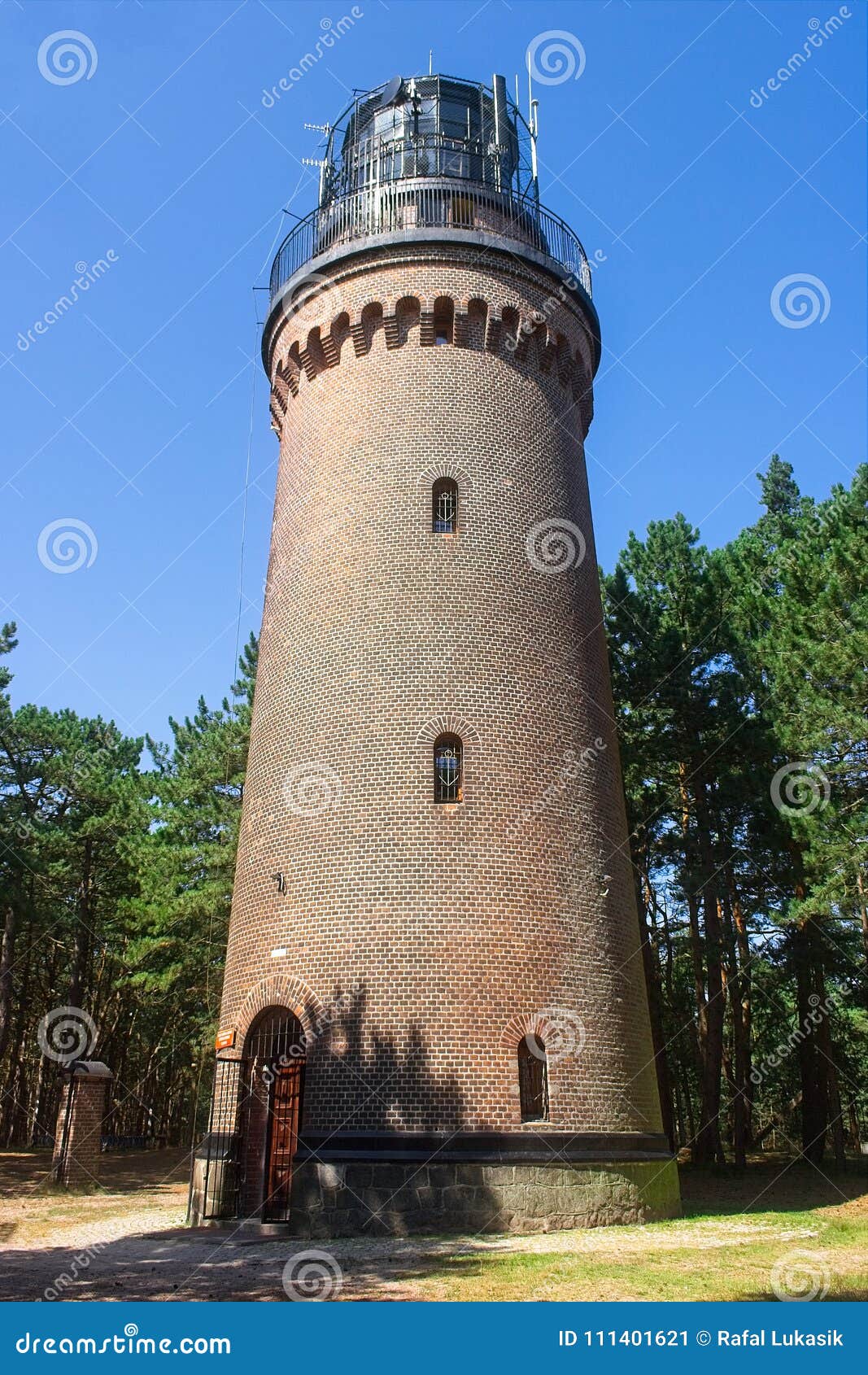 Brick wall lighthouse. stock image. Image of pomorskie - 111401621