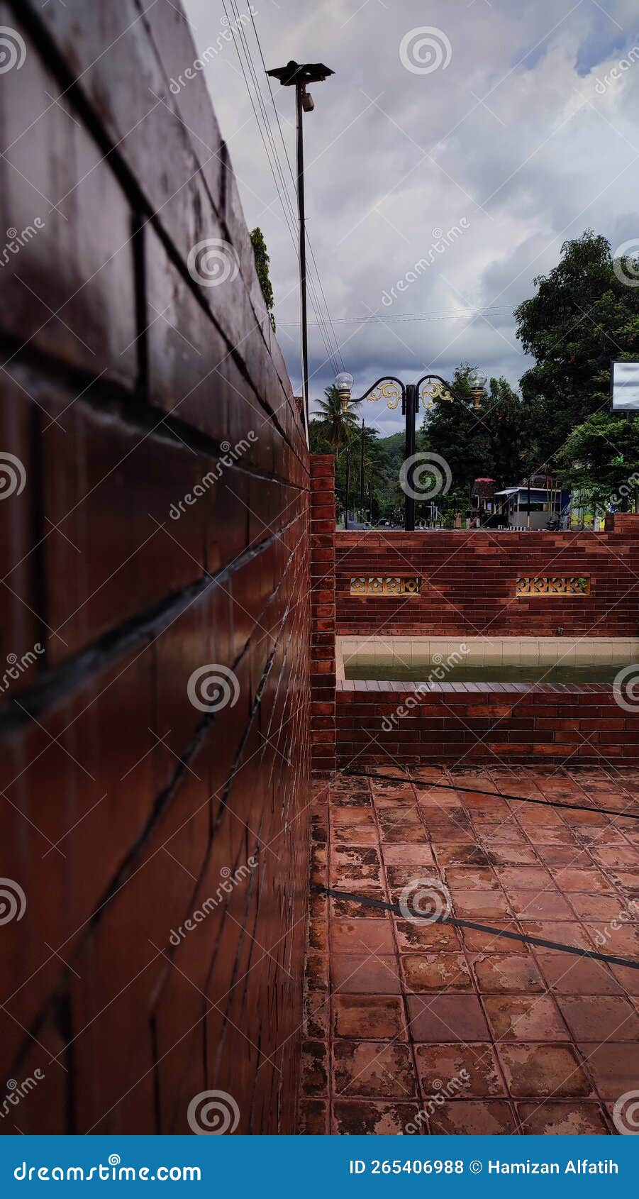 A brick wall like a temple stock photo. Image of road - 265406988
