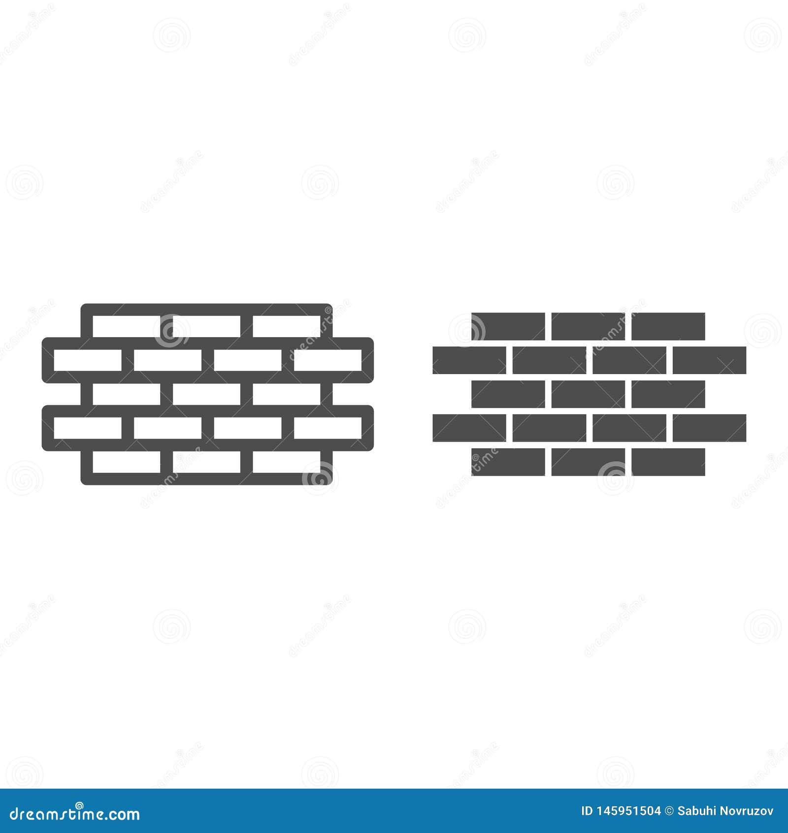 Brick Wall Line and Glyph Icon. Bricks Vector Illustration Isolated on ...