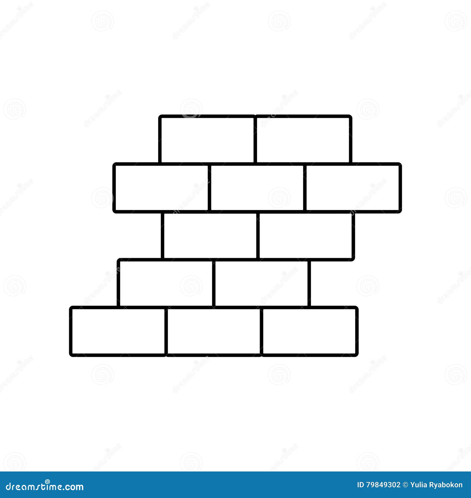 Brick wall line icon stock vector. Illustration of build - 79849302