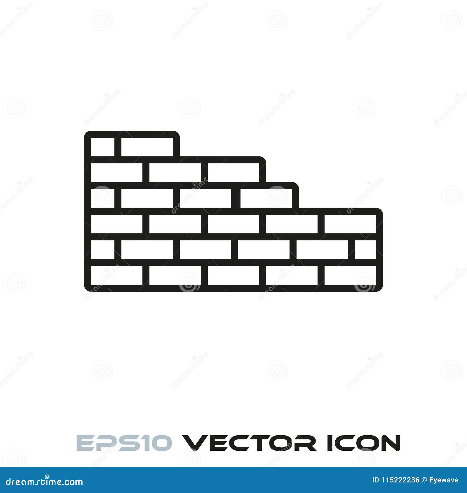 Brick wall line icon stock vector. Illustration of element - 115222236