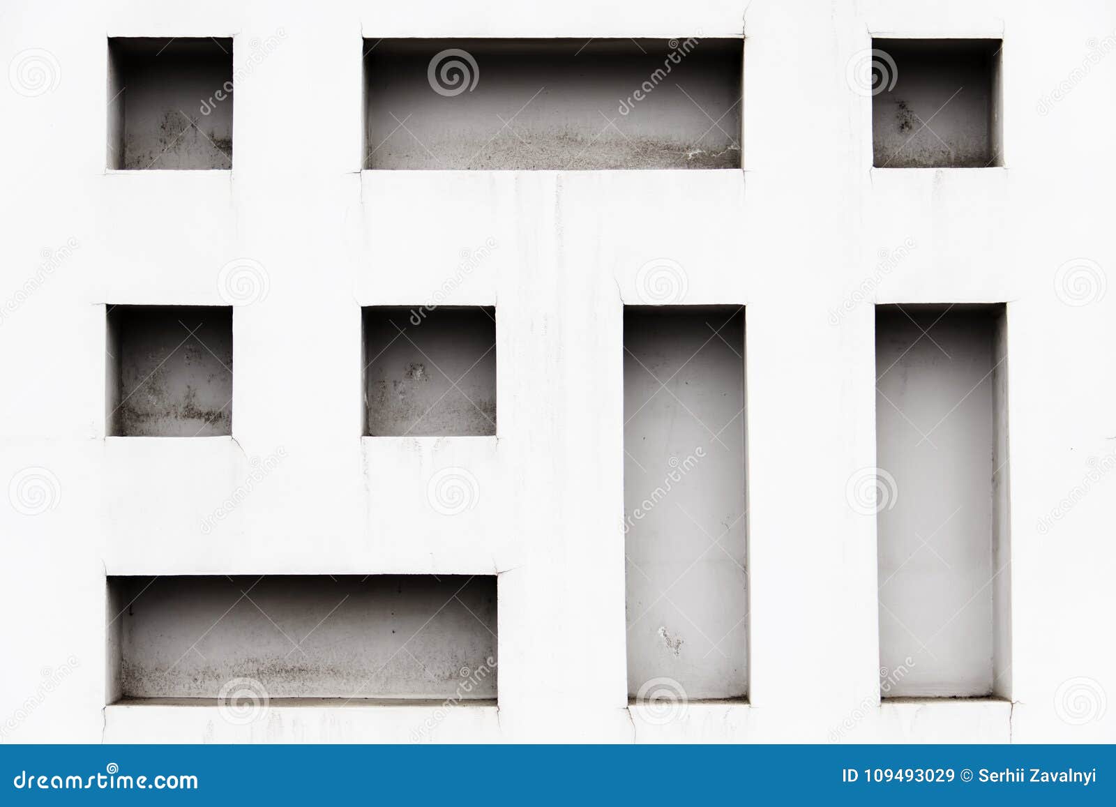 Brick Wall with Little Rectangular Holes, Black and White Stock Image ...