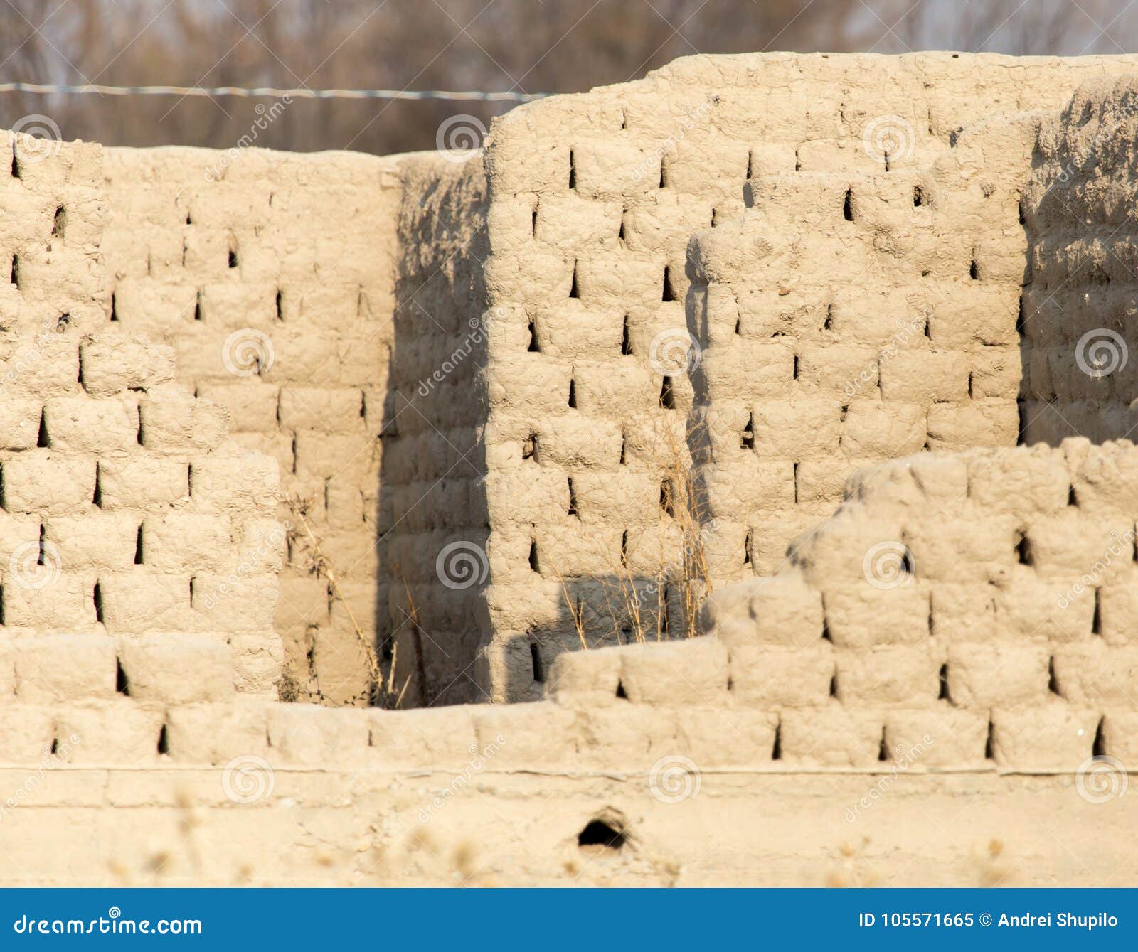 Brick wall made of clay stock image. Image of urban - 105571665