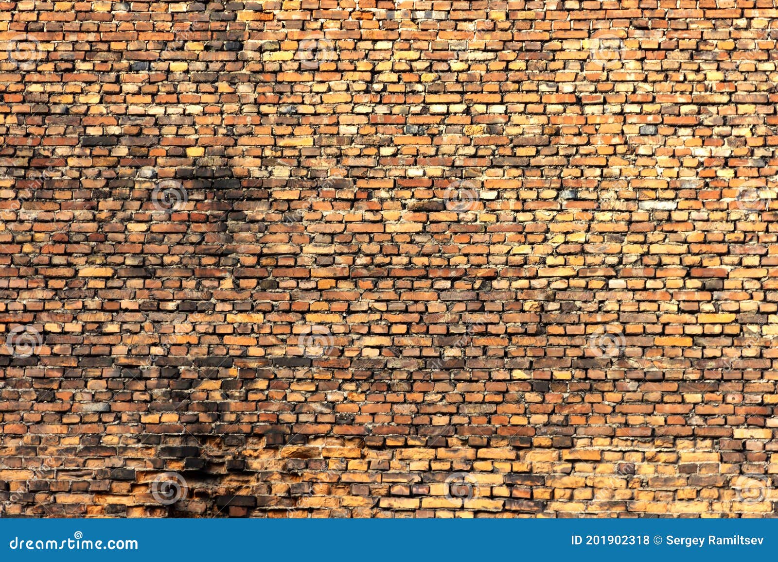 Brick Wall Made of Old Crumbling Red Bricks Stock Photo - Image of wall ...
