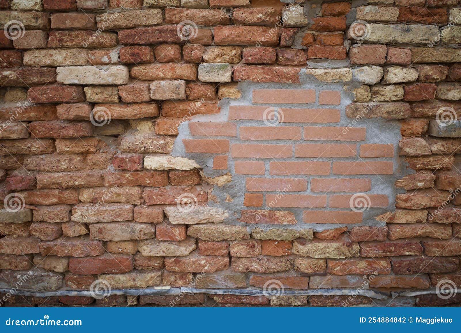 Mixed brick wall stock photo. Image of brick, contrast - 254884842