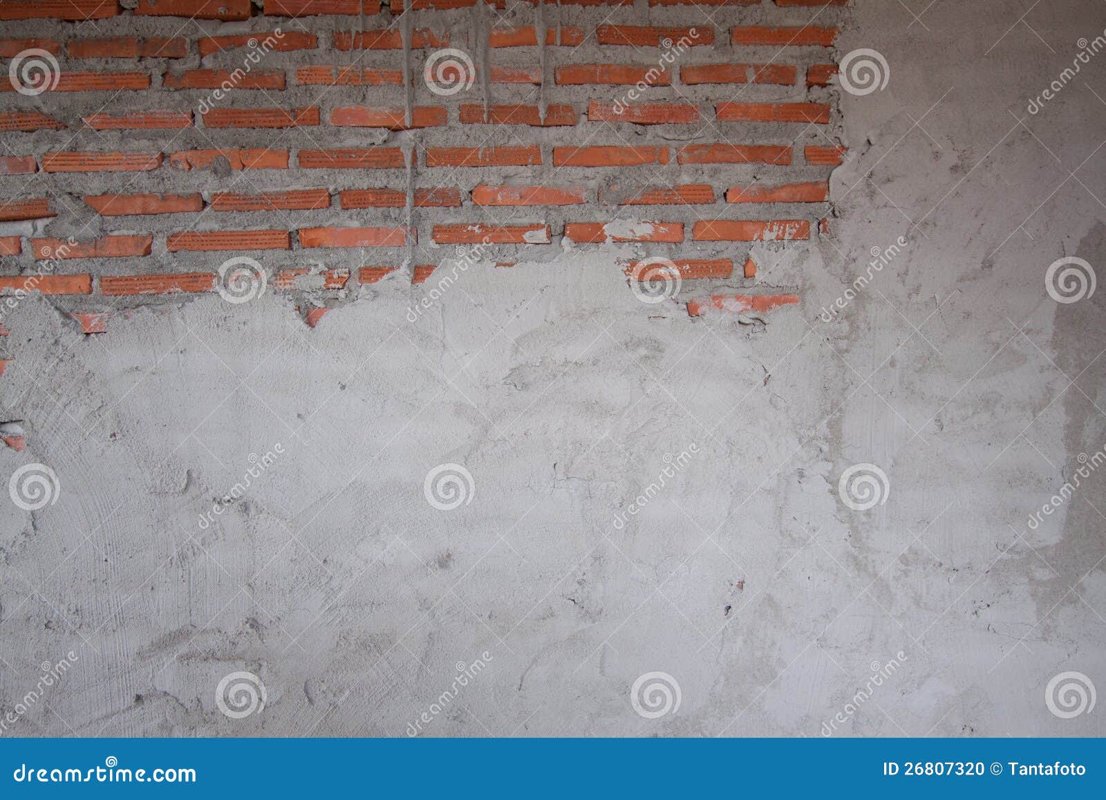 A Brick Wall Mixed with Plaster Unfinished Stock Photo - Image of ...