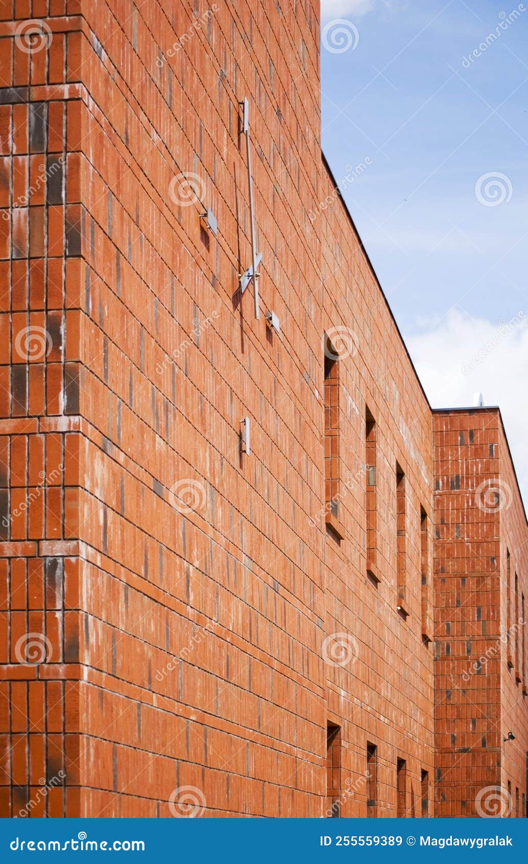 Brick Wall of Modern Building in Perspective. Stock Image - Image of ...