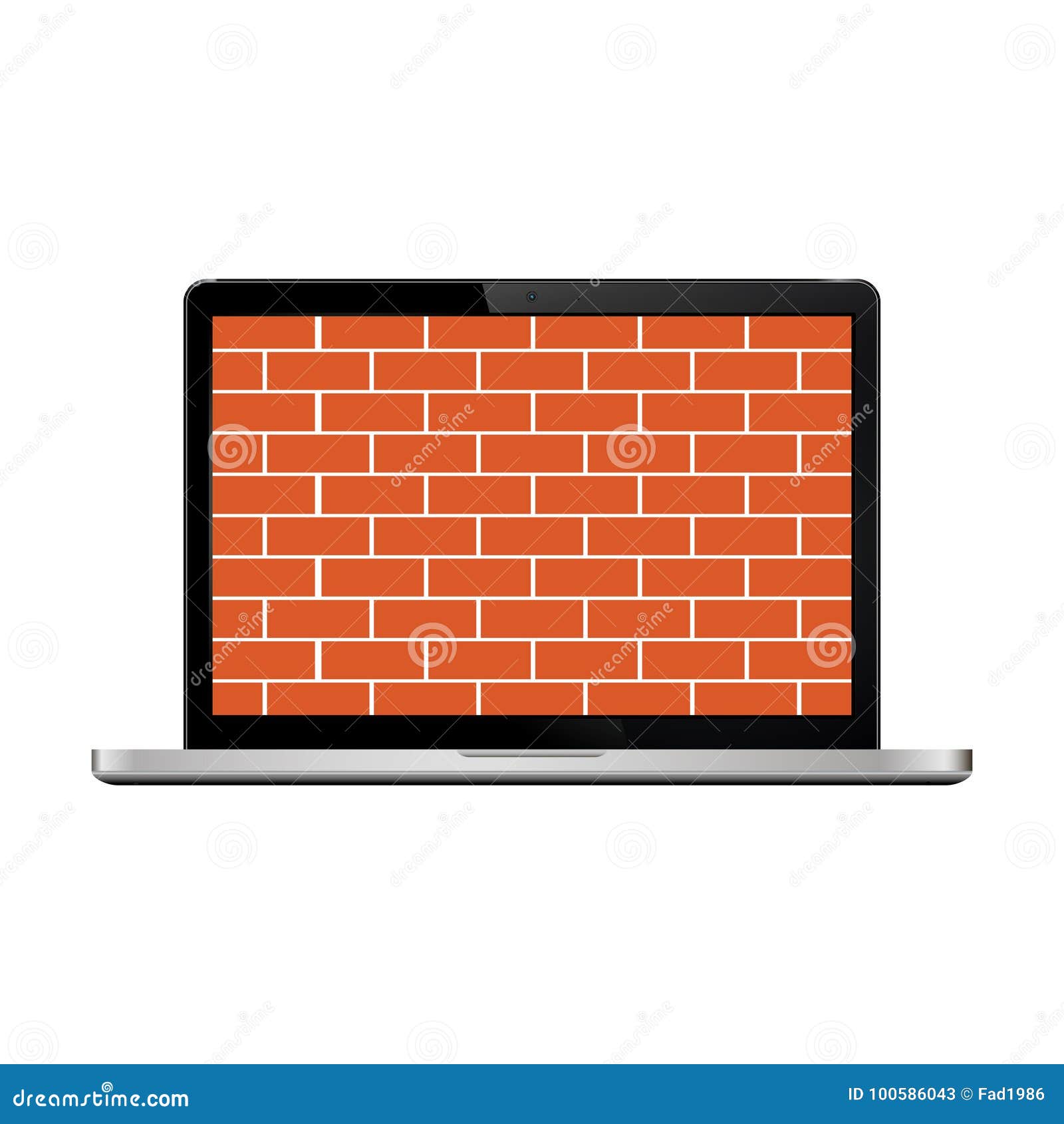 Brick Wall on Modern Laptop Screen. Firewall Concept Stock Vector ...