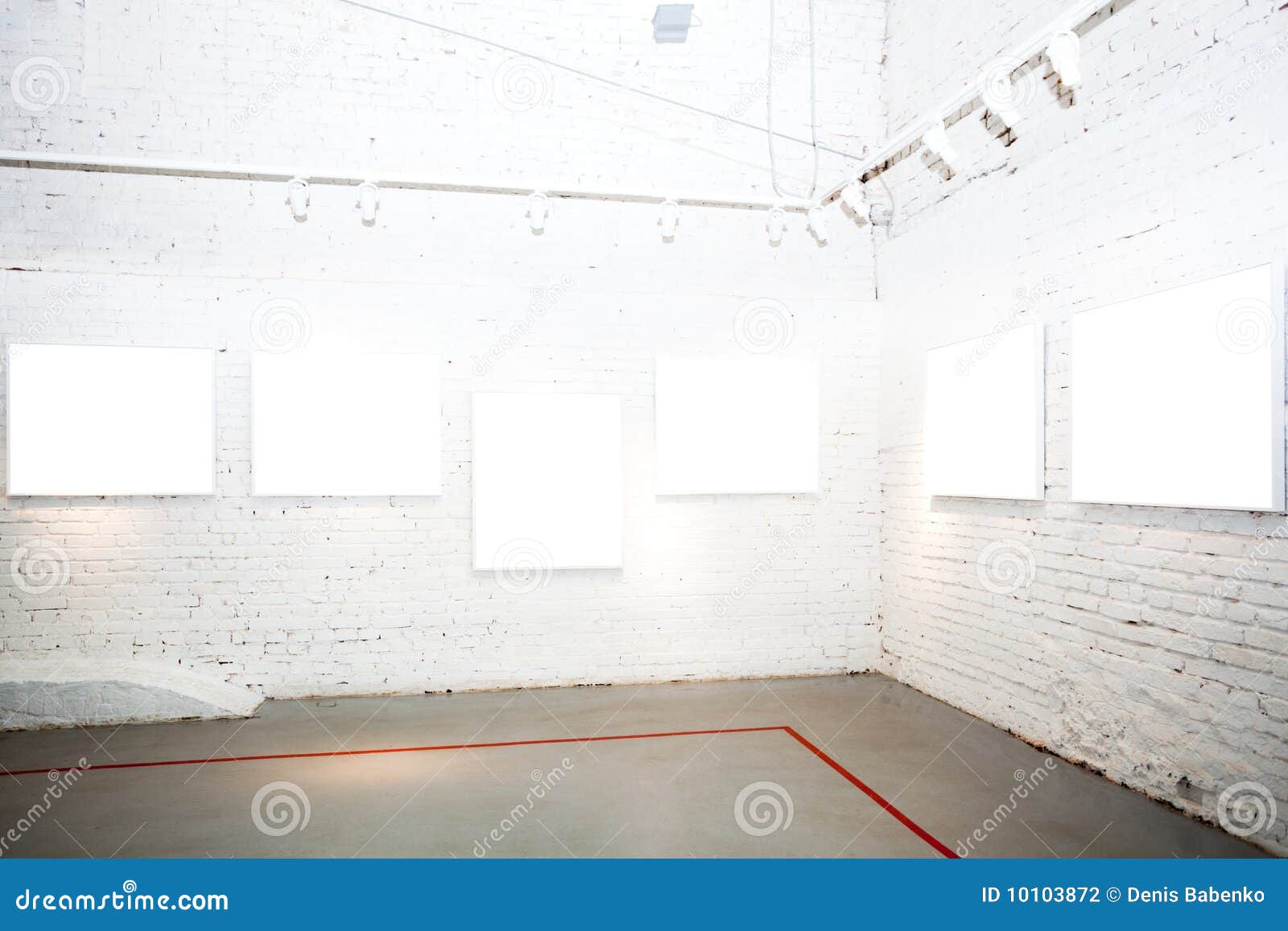 Brick Wall in Museum with Frames Stock Photo - Image of culture ...