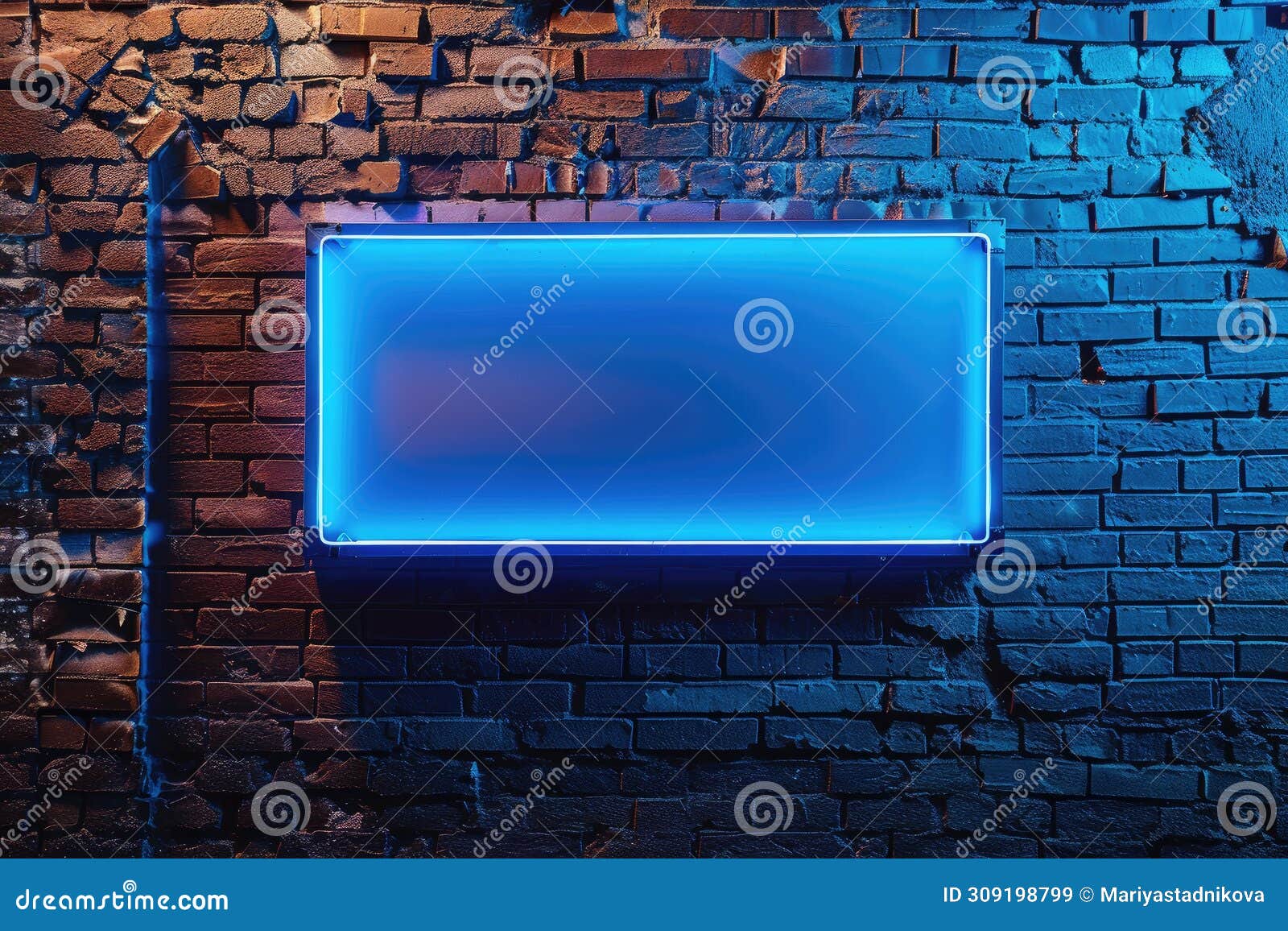 A Brick Wall with a Neon Blank Sign. Space for Text Stock Image - Image ...