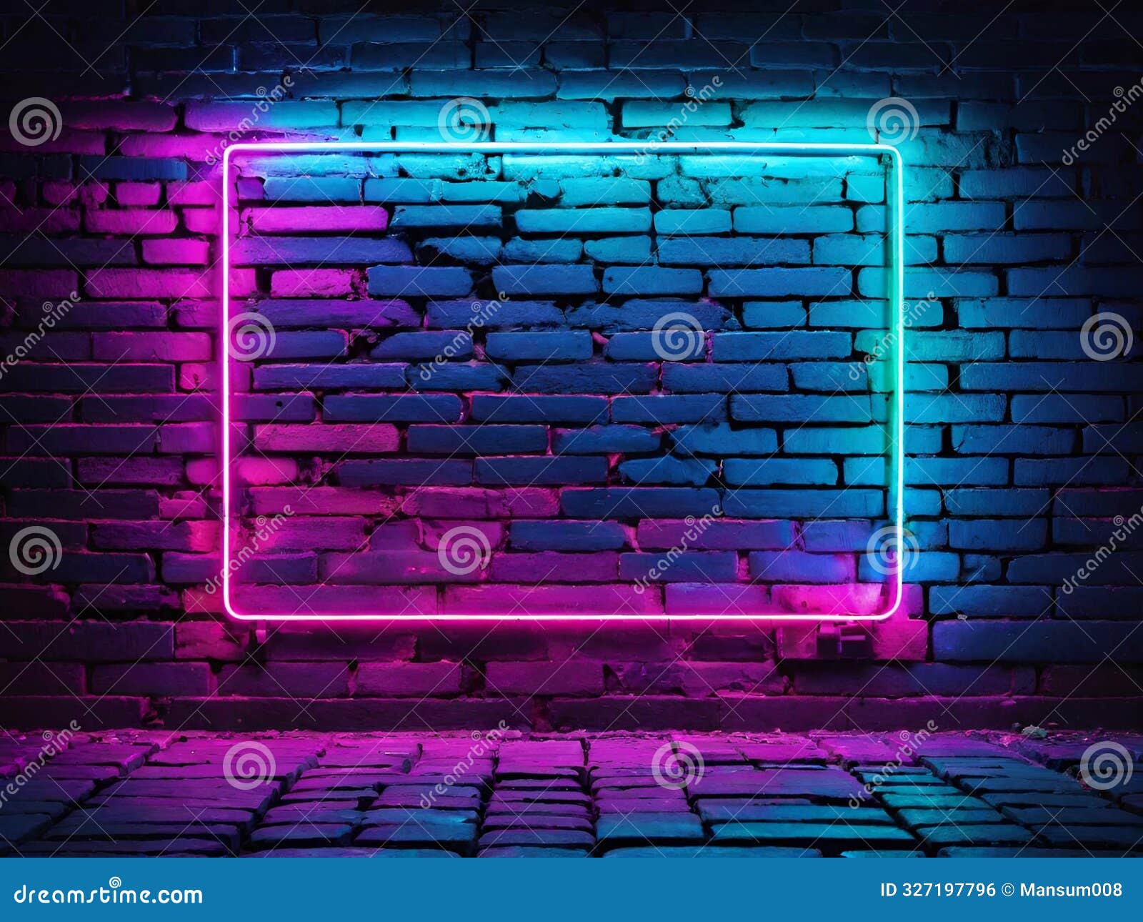 Brick Wall with Neon Light Illustration Stock Illustration ...