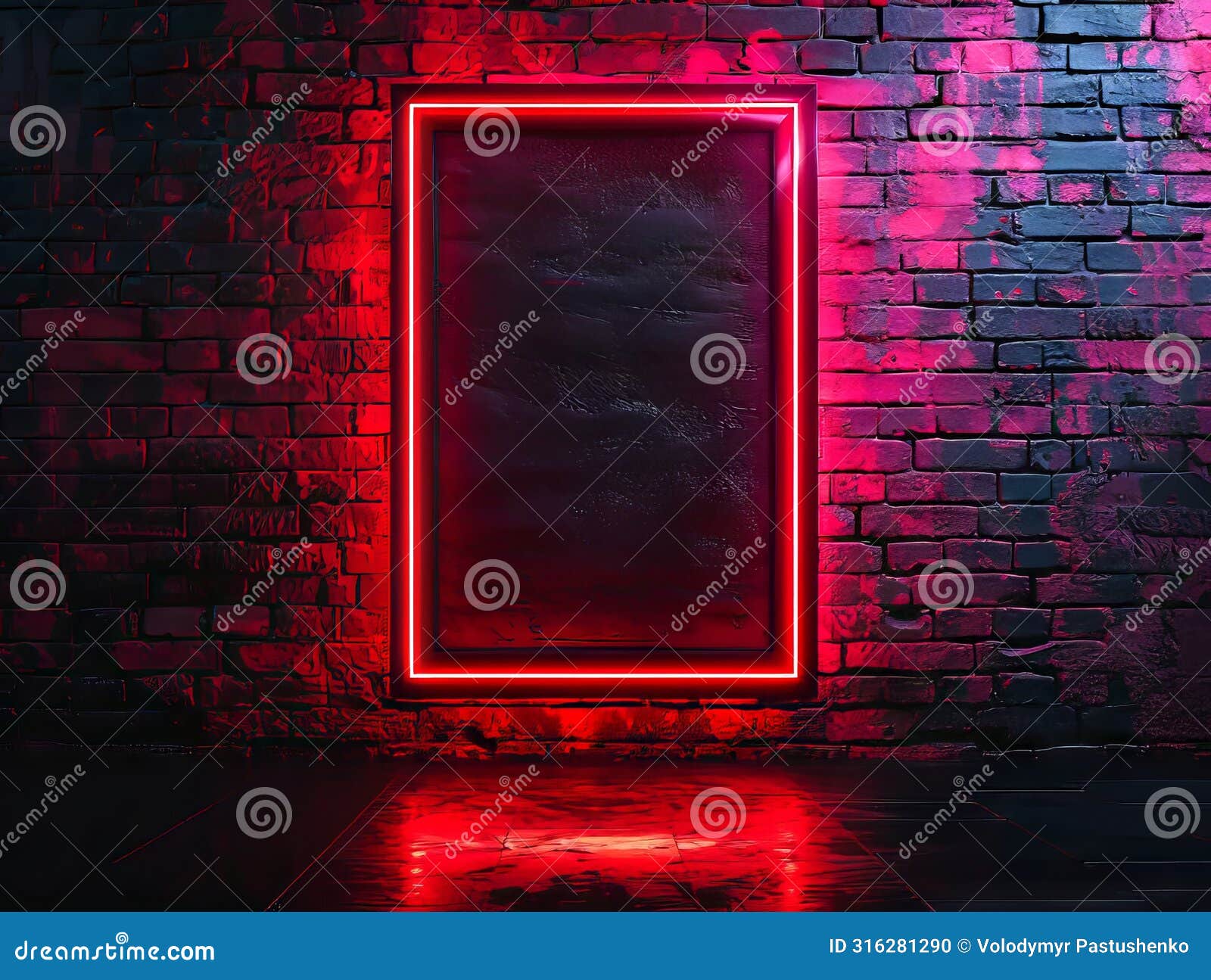 A Brick Wall with a Neon Sign Stock Photo - Image of light, dark: 316281290