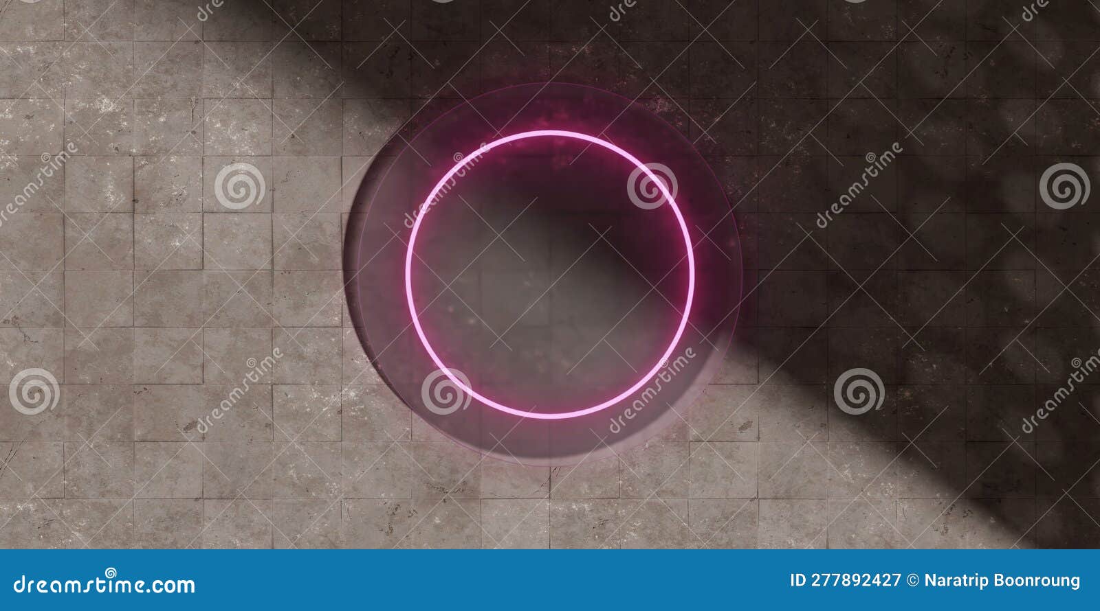 Brick Wall and Neon Sign Frame Circle Sign Neon Light on Cement Wall ...