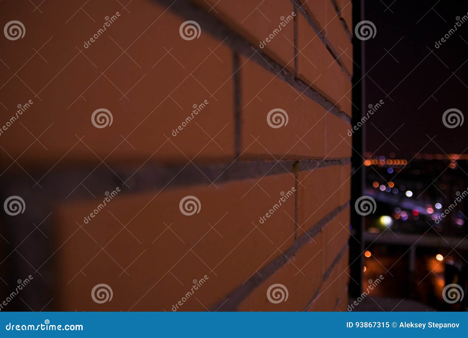 Brick wall in night lights stock image. Image of brickwork - 93867315