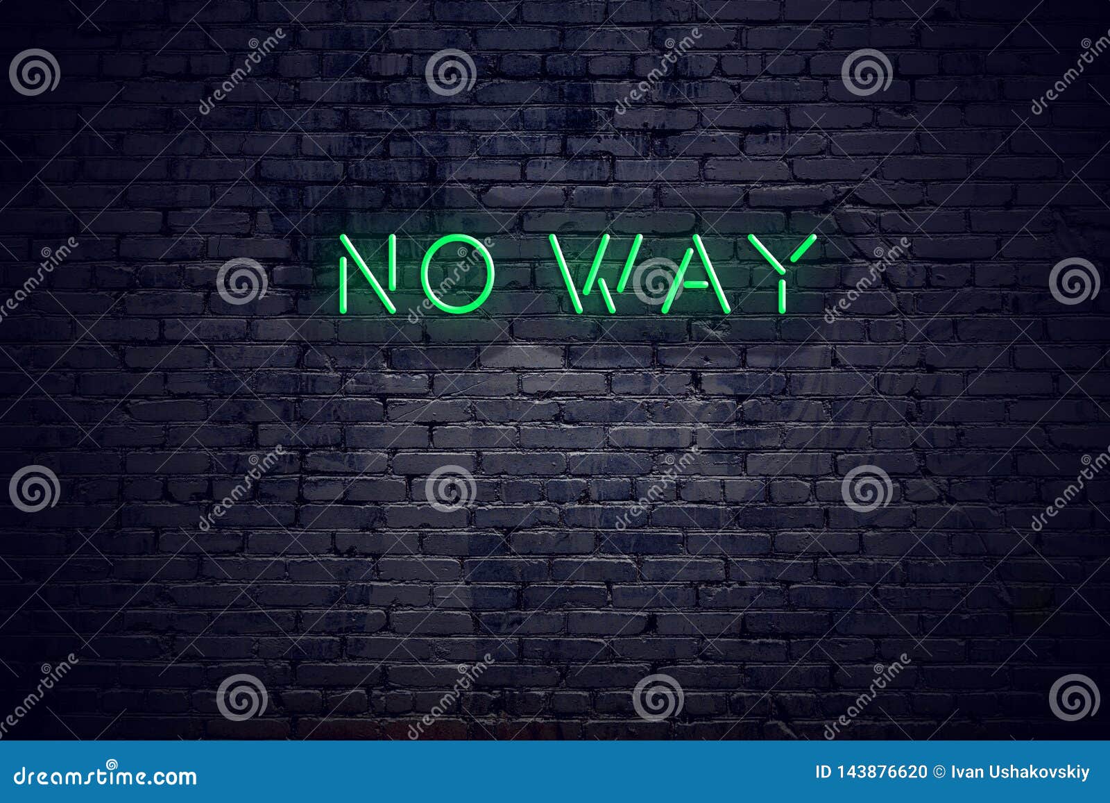 Brick Wall at Night with Neon Sign No Way Stock Illustration ...