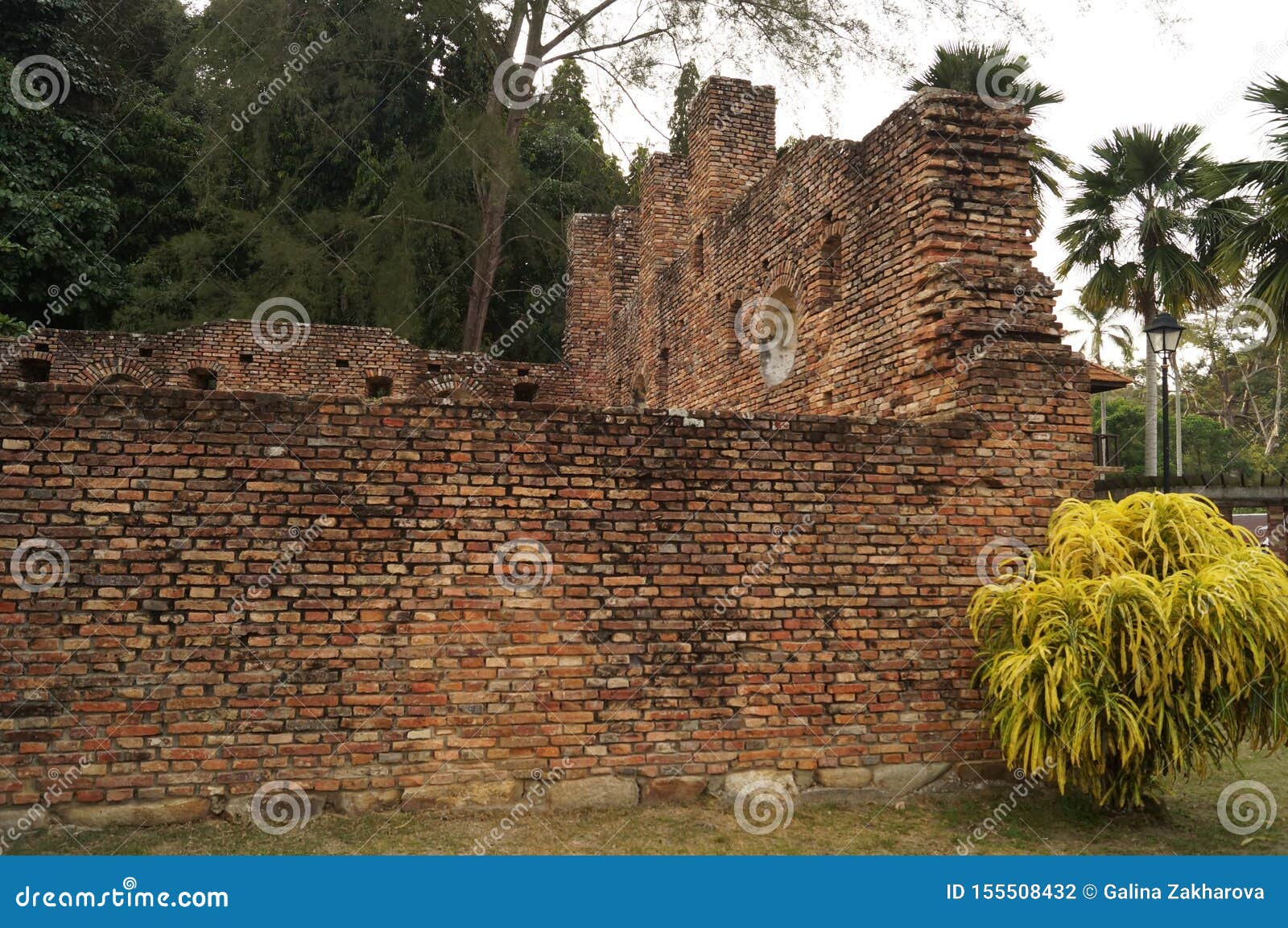 Brick Wall of an Old Dutch Fort. Stock Photo - Image of tropical ...