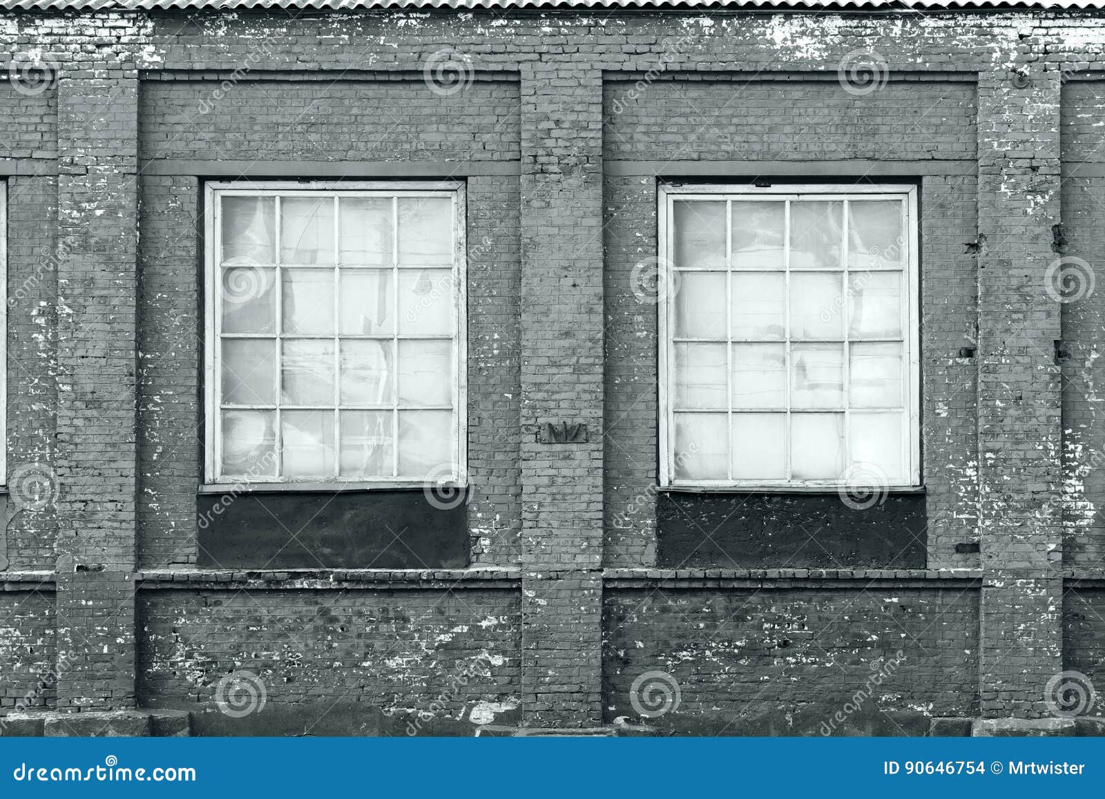Brick Wall of an Old Factory with Windows Stock Photo - Image of grunge ...