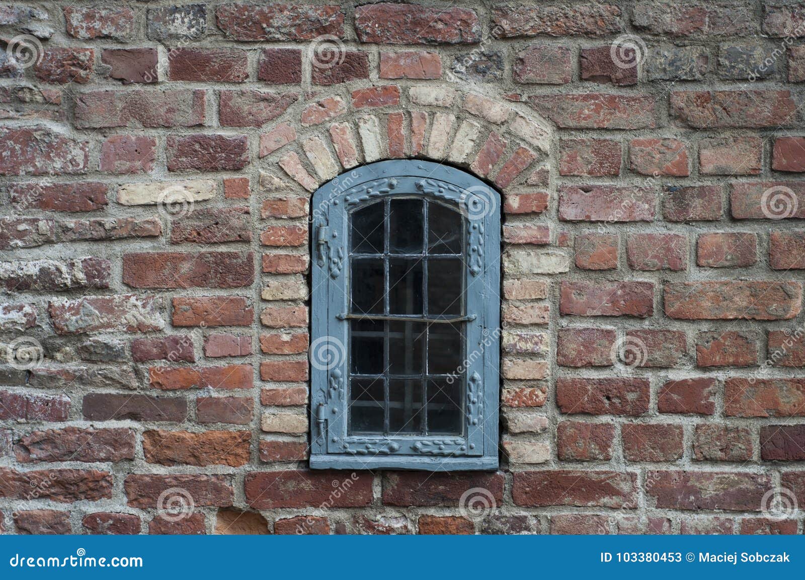Brick wall with old window stock image. Image of security - 103380453