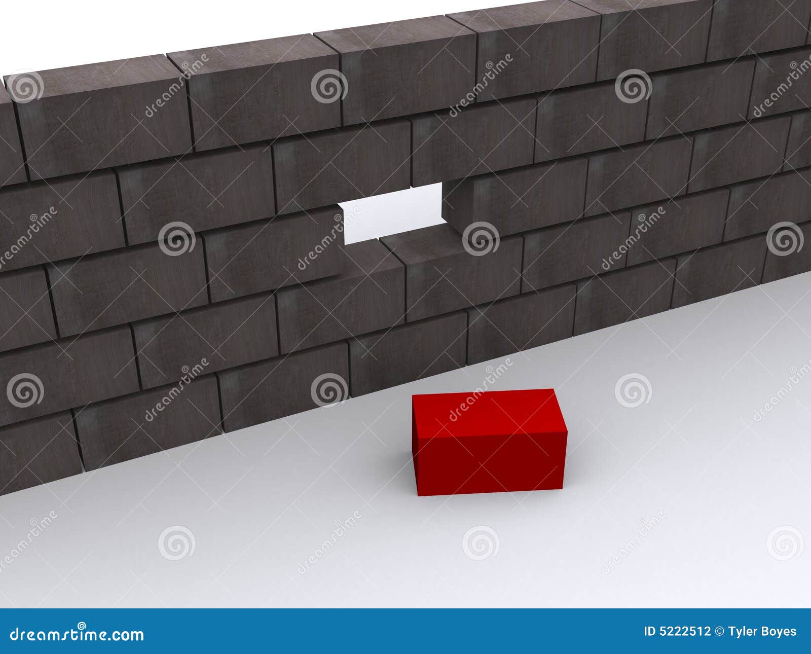 Brick wall, one missing stock illustration. Illustration of concrete ...