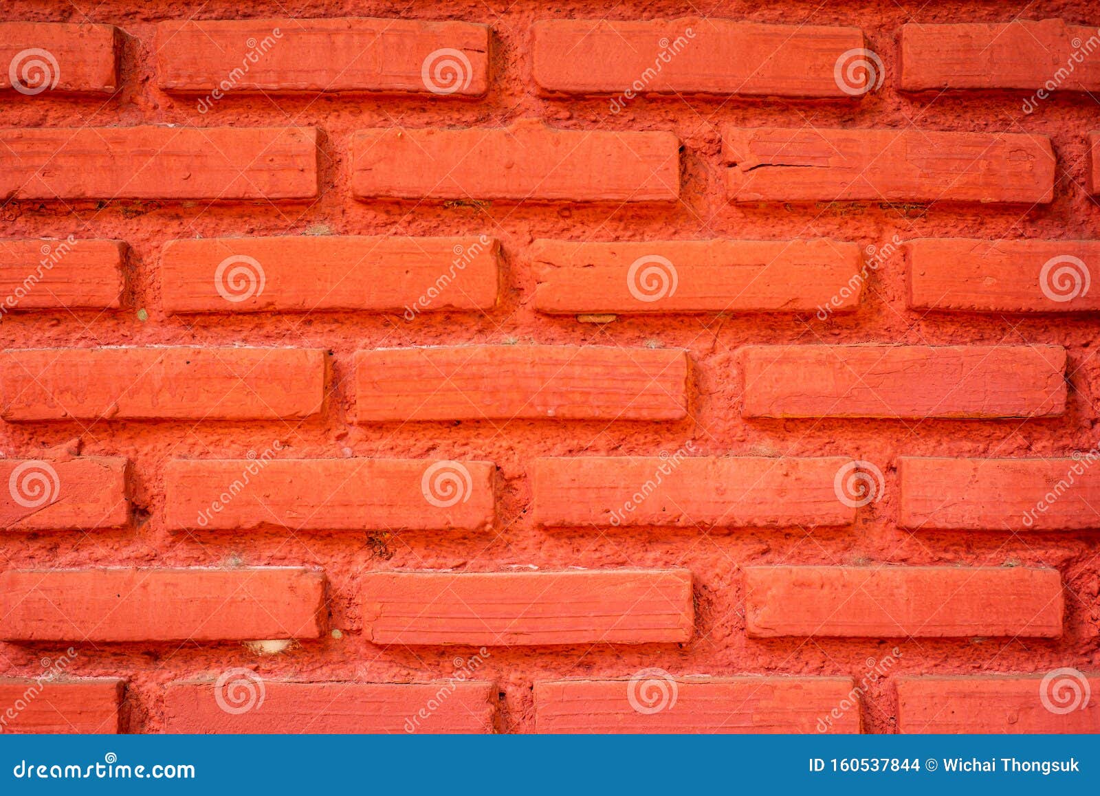 Brick Wall Painted with Bright Red Stock Photo - Image of retro, cement ...