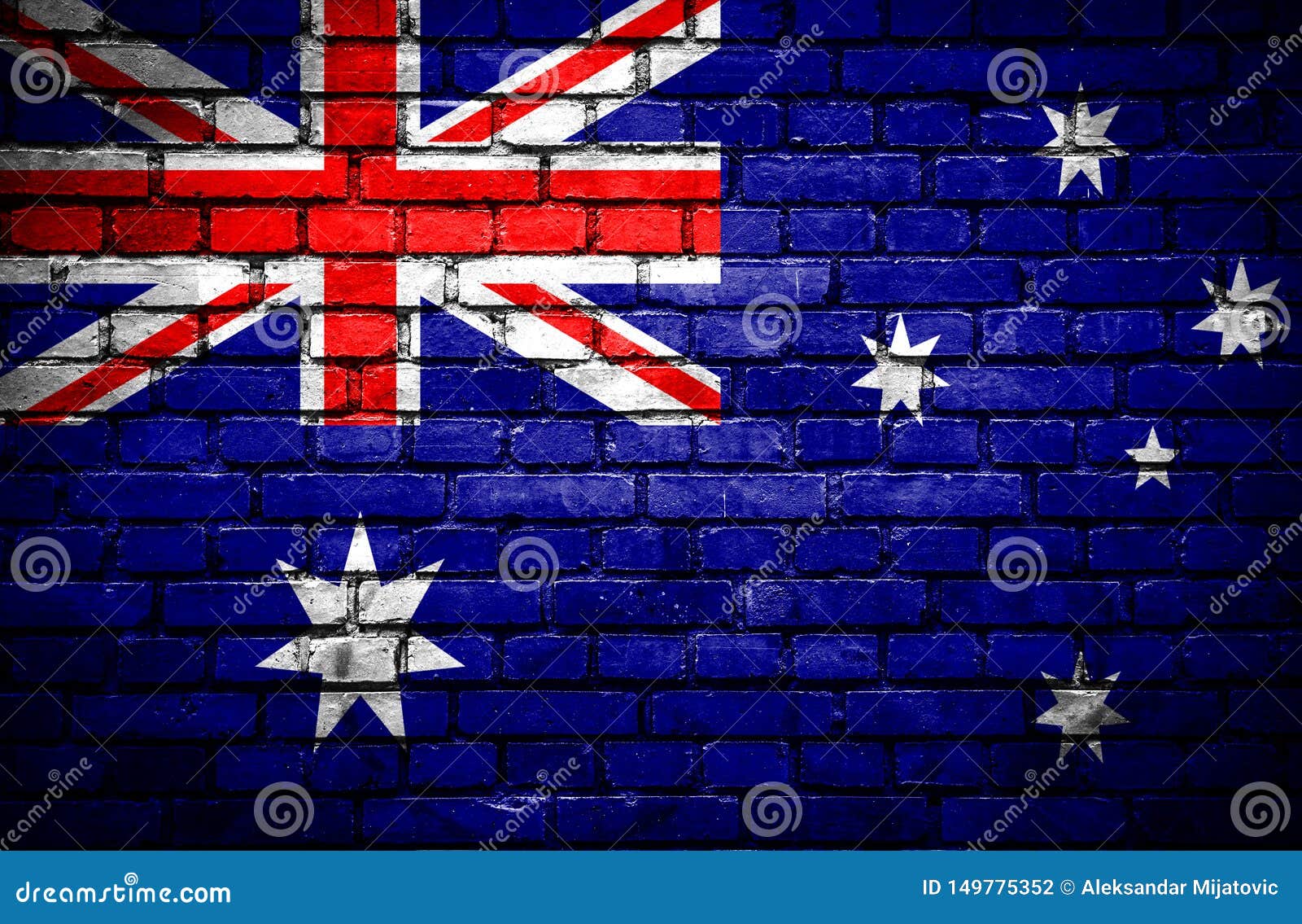 Brick Wall with Painted Flag of Australia Stock Illustration ...