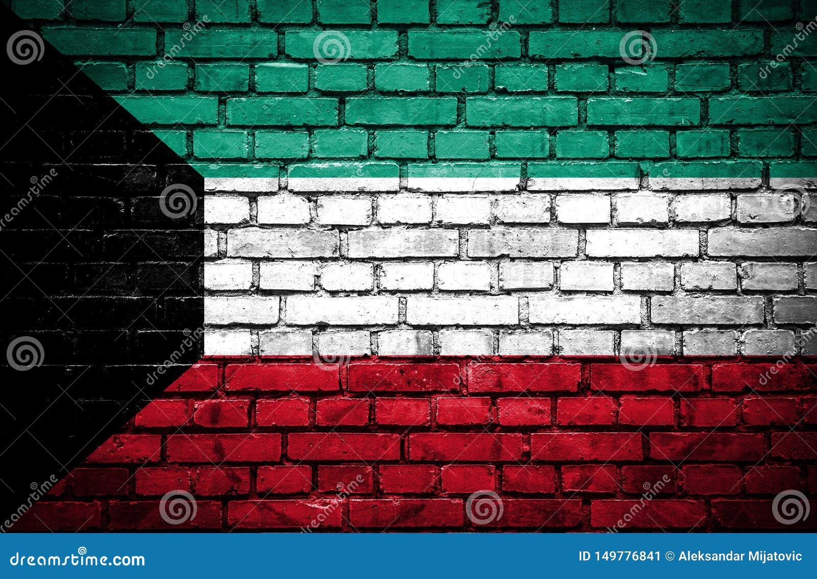 Brick Wall with Painted Flag of Kuwait Stock Illustration ...