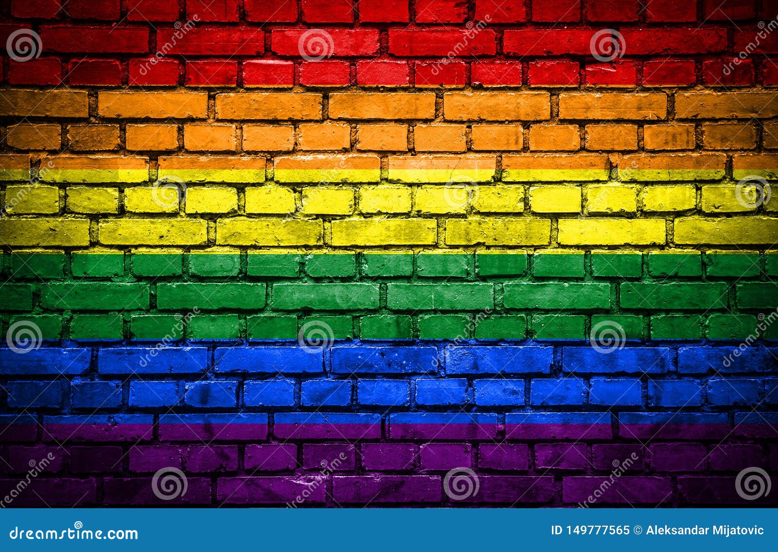 Brick Wall with Painted Flag of Pride Stock Illustration - Illustration ...