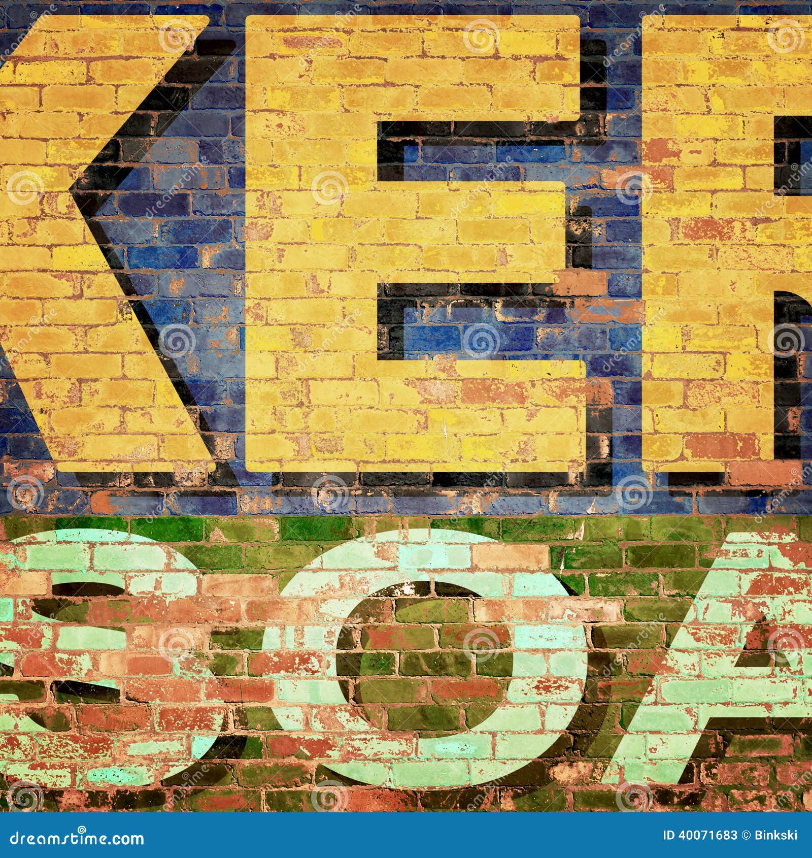 Brick Wall with Painted Letters Stock Image - Image of backdrop, shabby ...