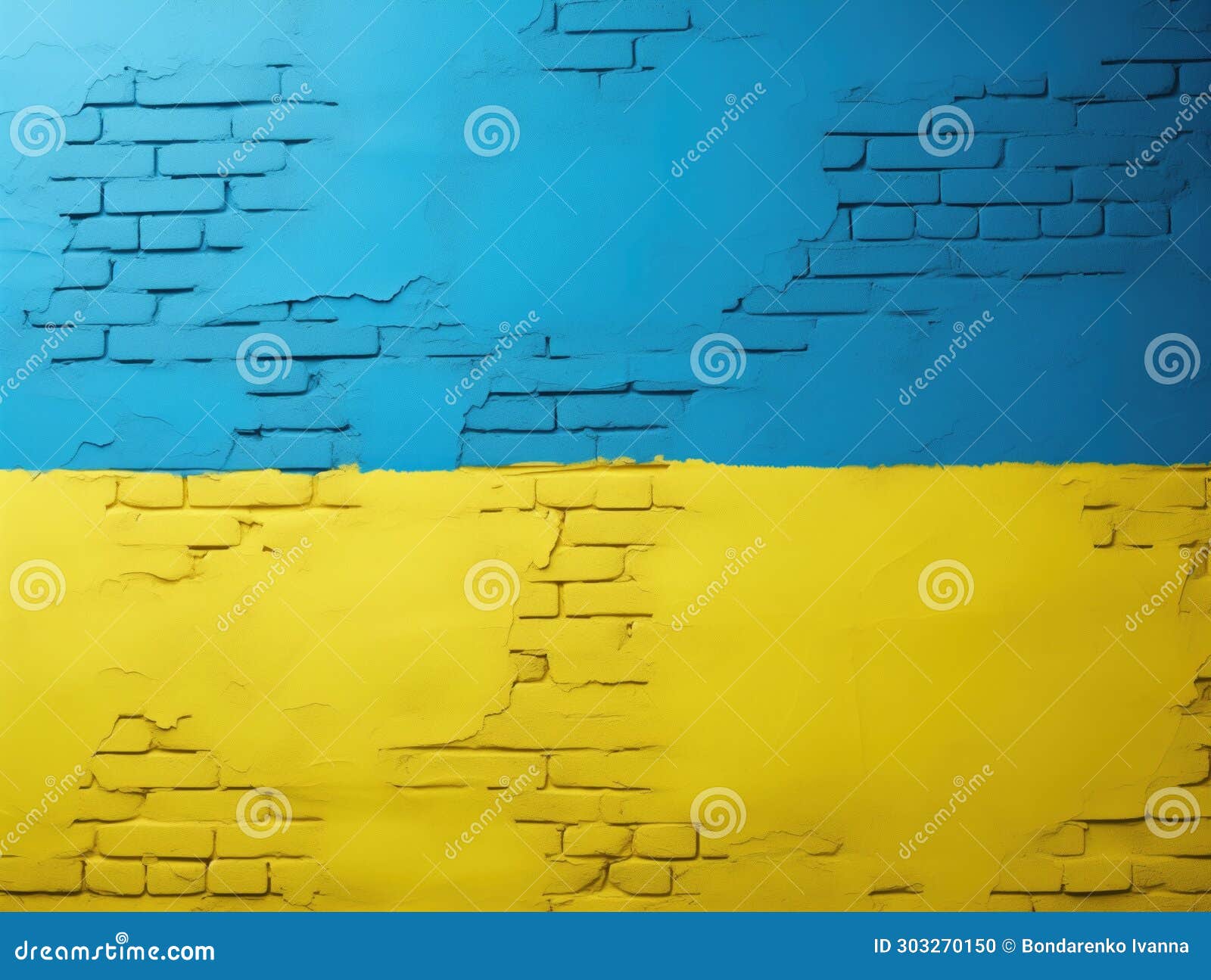 Brick Wall Painted Yellow and Blue Colors Background Stock Illustration ...