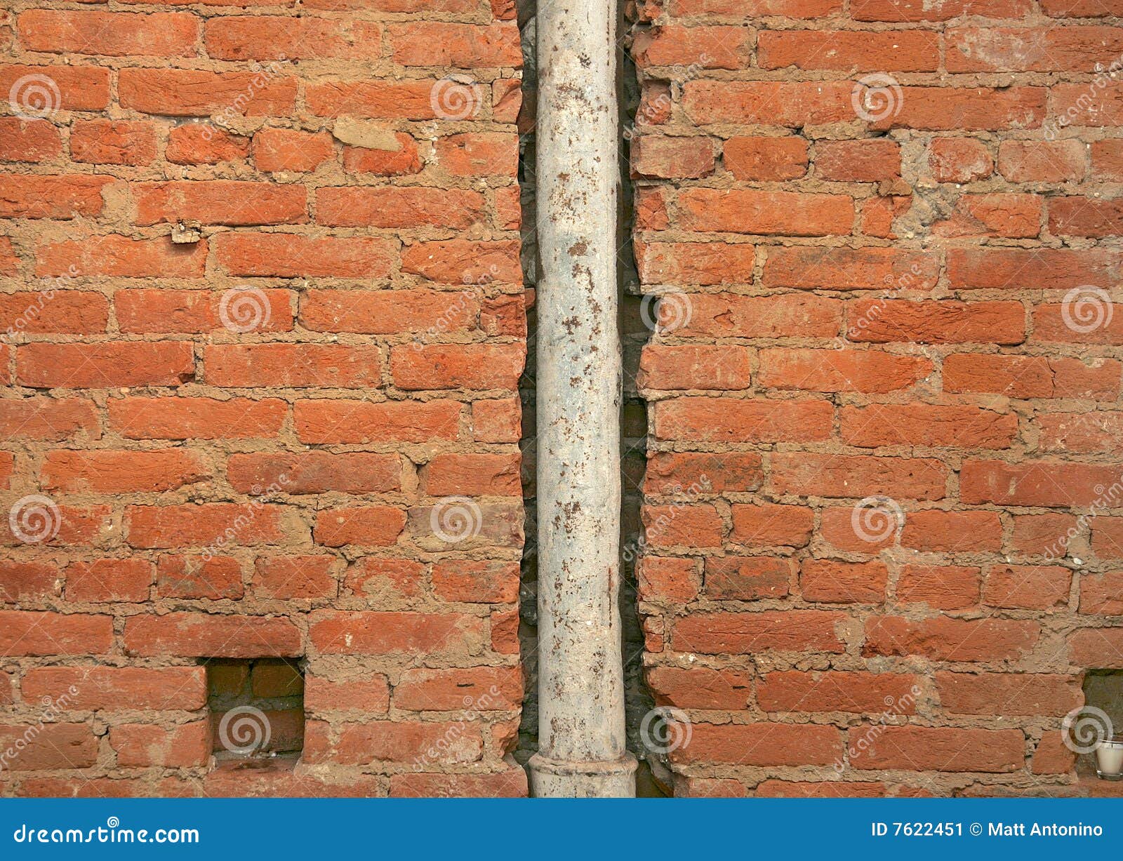 Brick wall and pipe stock image. Image of structure, weathered - 7622451
