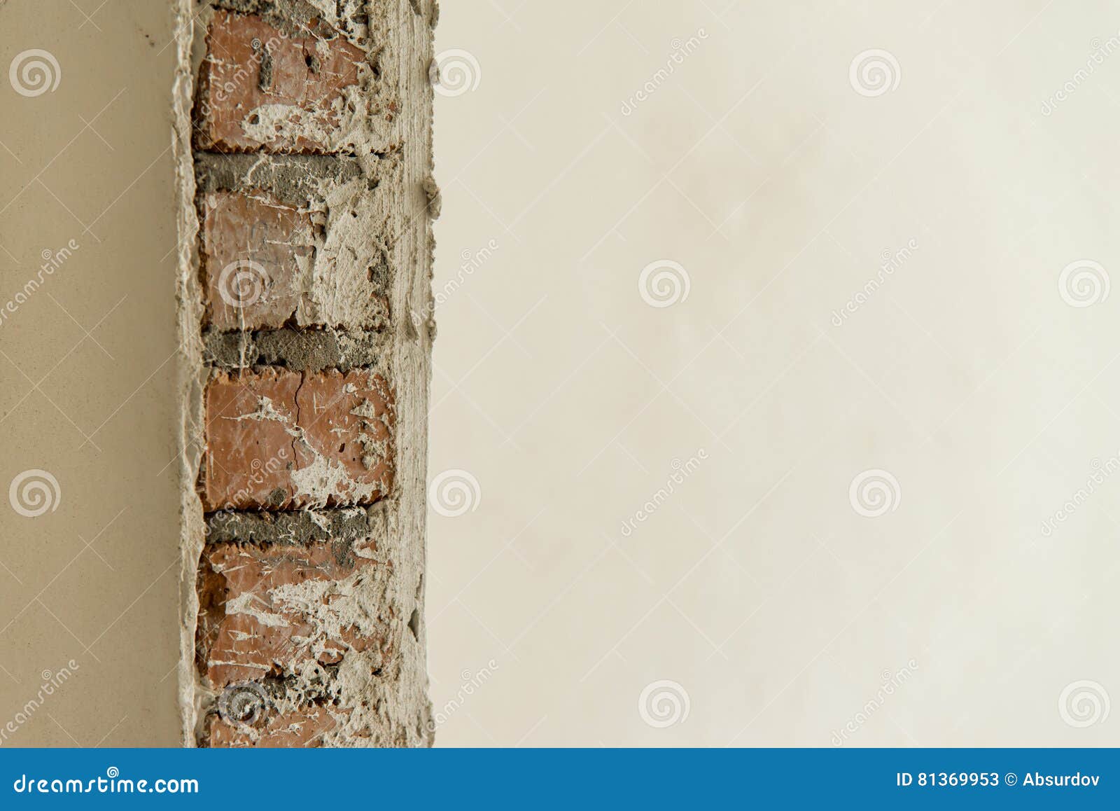 Brick Wall Plastered on One Side. Stock Image - Image of account ...