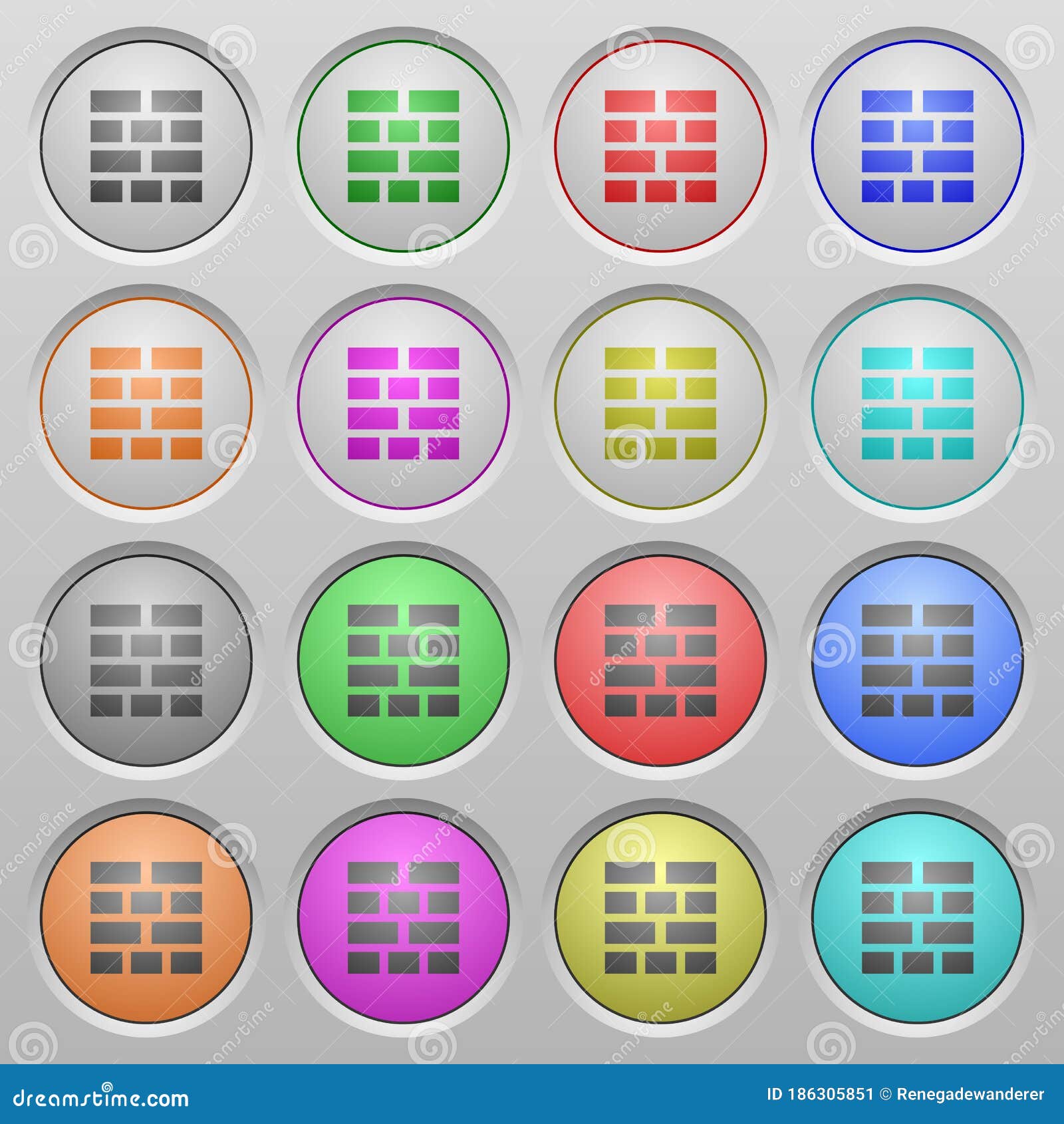 Brick Wall Plastic Sunk Buttons Stock Illustration - Illustration of ...