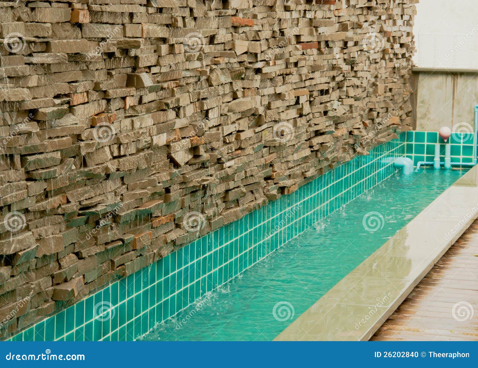 Brick wall and pond. stock photo. Image of green, brick - 26202840