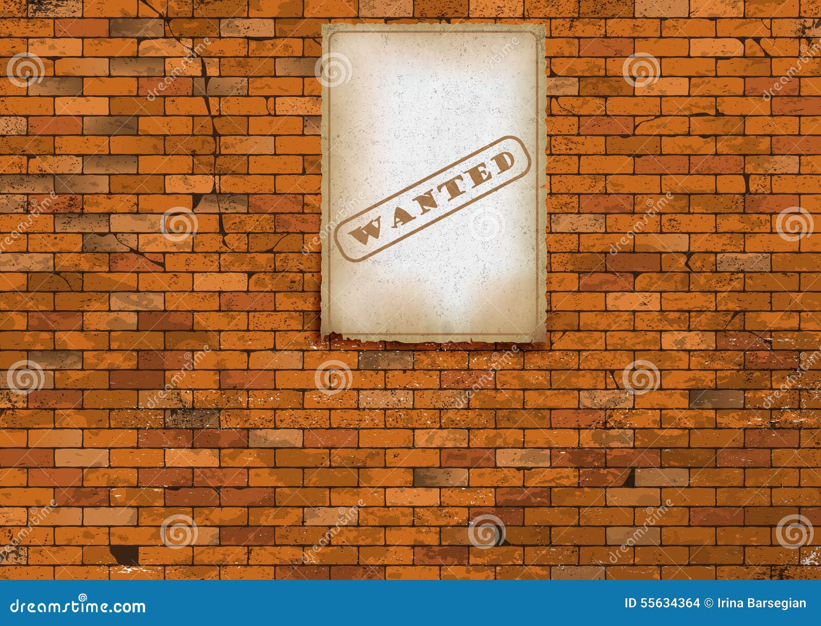 Brick Wall with a Poster Â«WantedÂ».vector Illustration Stock Vector ...