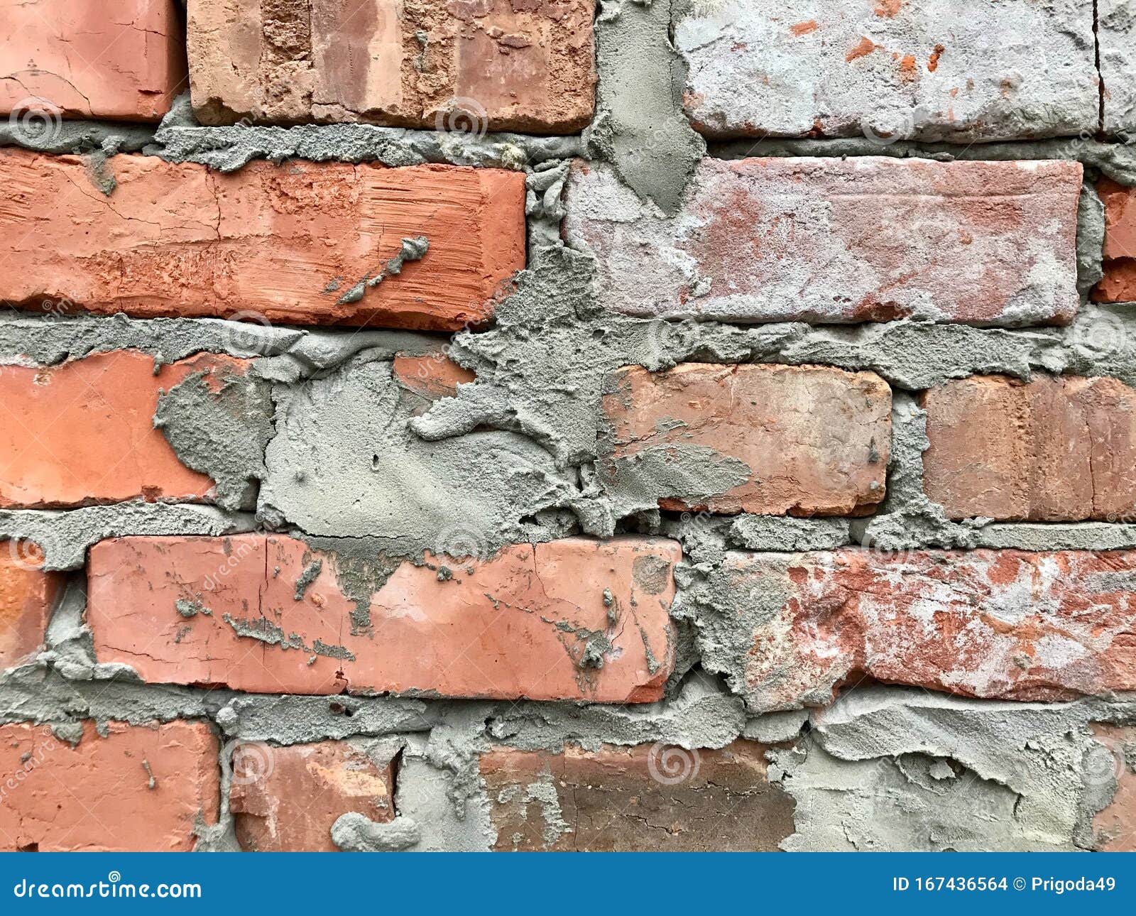 Brick Wall is Red with Cement Mortar. Stock Photo - Image of house ...