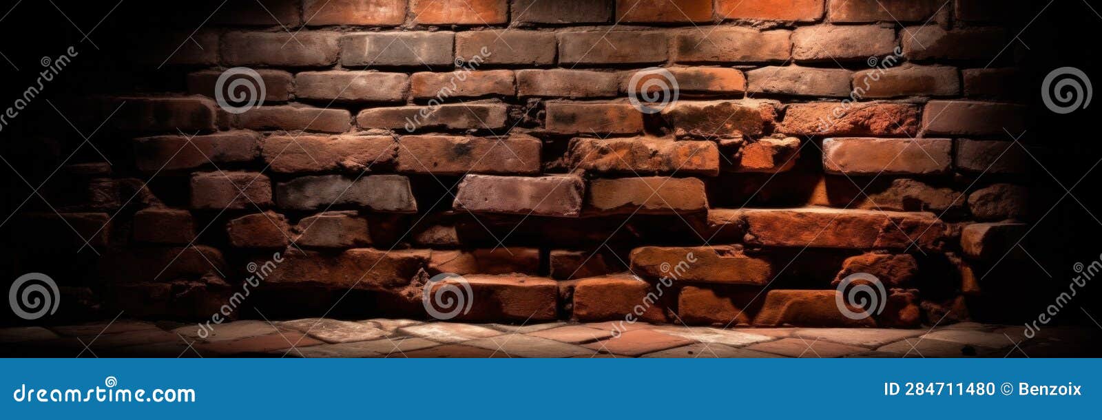 Brick Wall of Red Color, Wide Panorama of Masonry. AI Generative. Stock ...